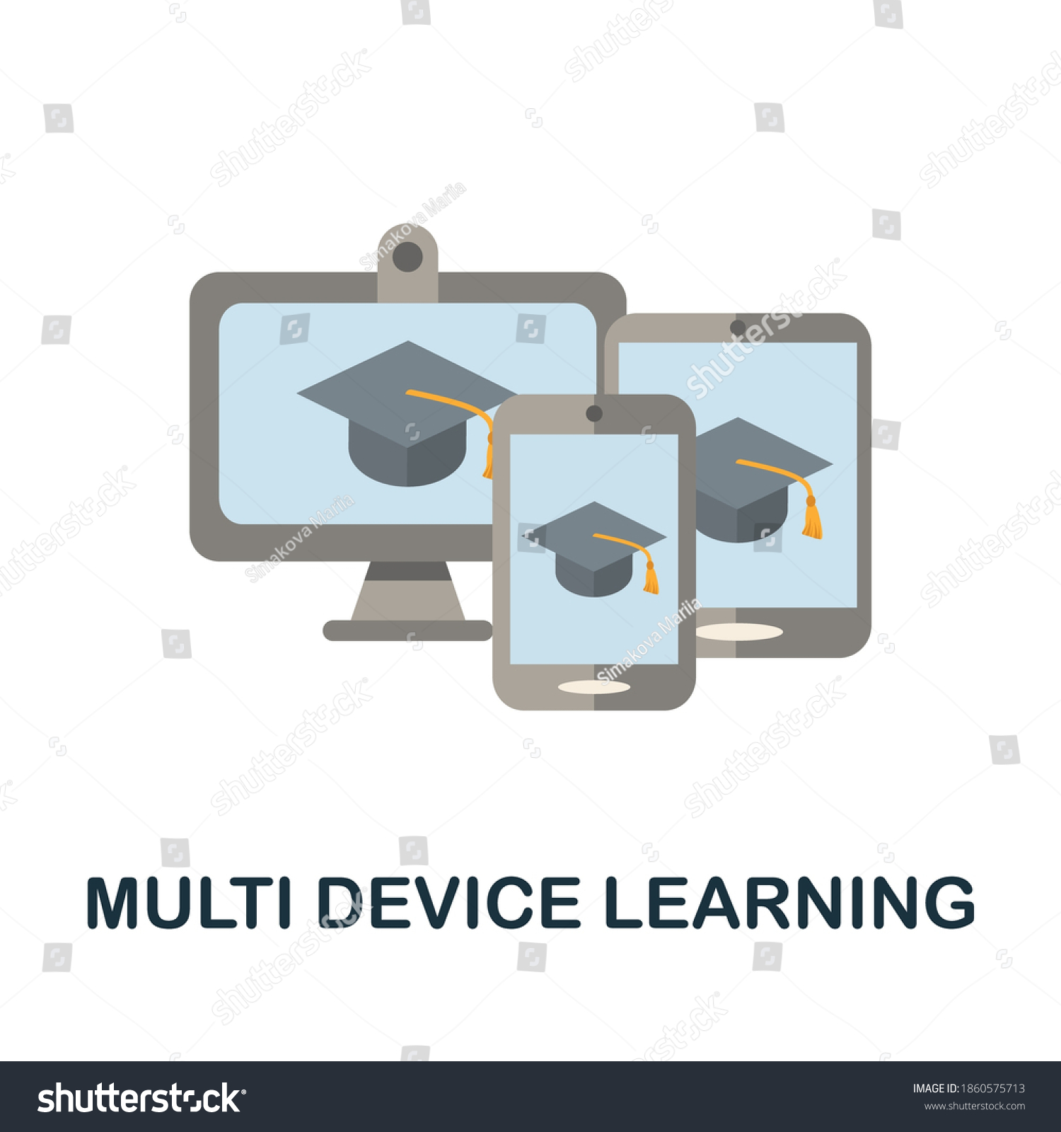 Multi Device Learning Icon Simple Element Stock Vector (Royalty Free ...