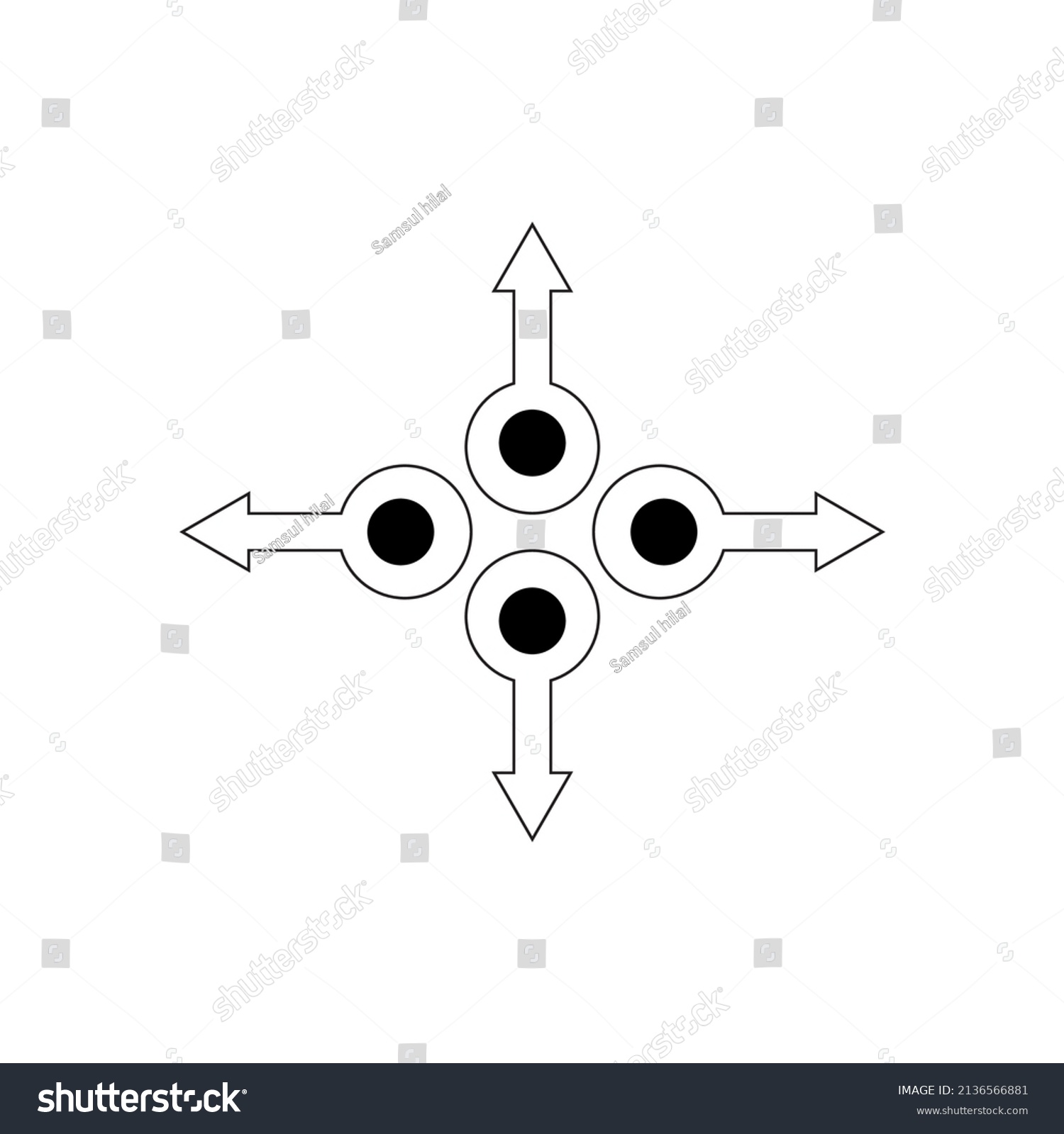 Multidirectional Direction Icon On White Background Stock Vector ...
