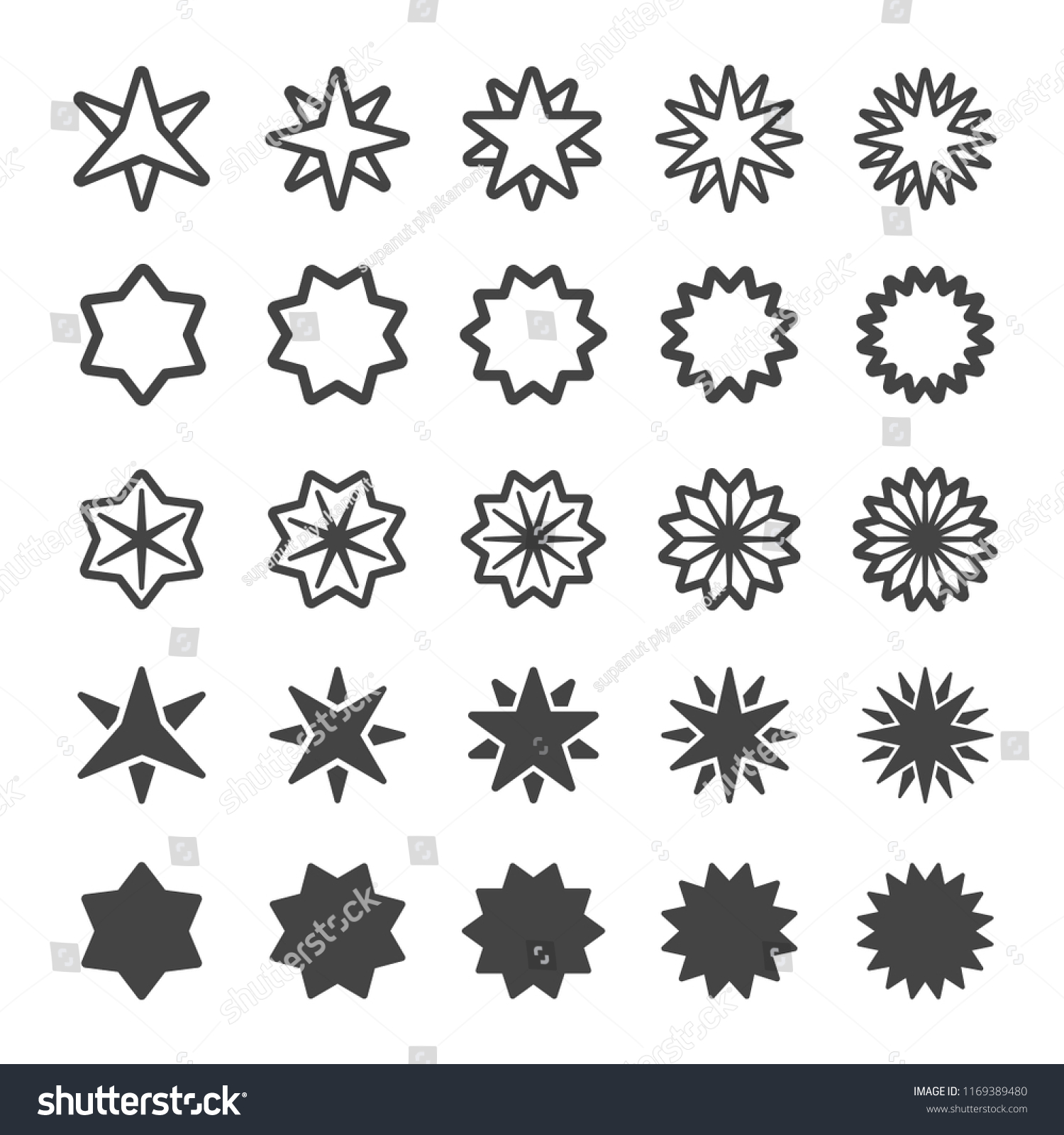 Multi Pointed Star Icon Set: เวกเตอร์สต็อก (ปลอดค่าลิขสิทธิ์ ...