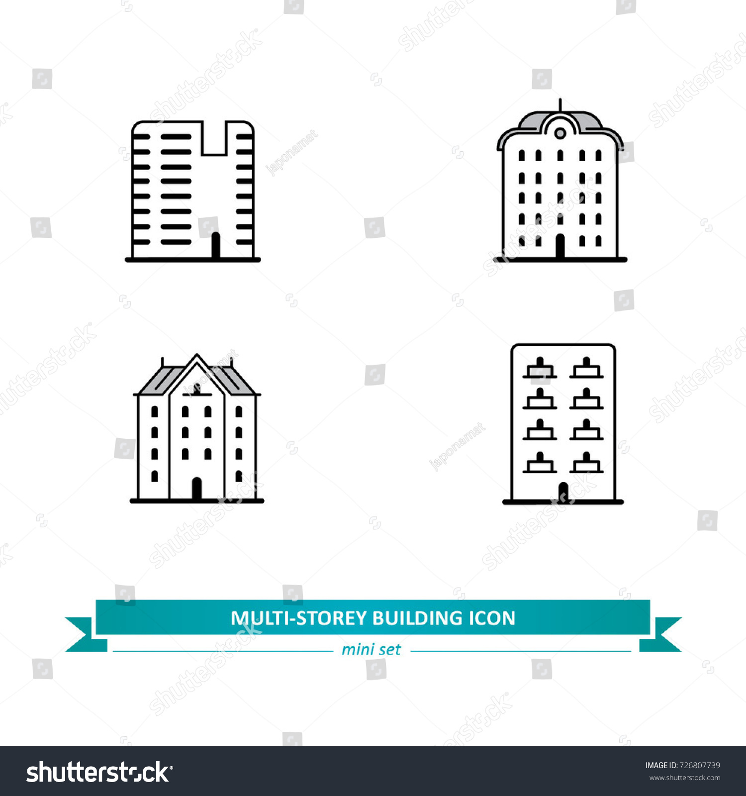Multistorey Building Icon Stock Vector (Royalty Free) 726807739 ...