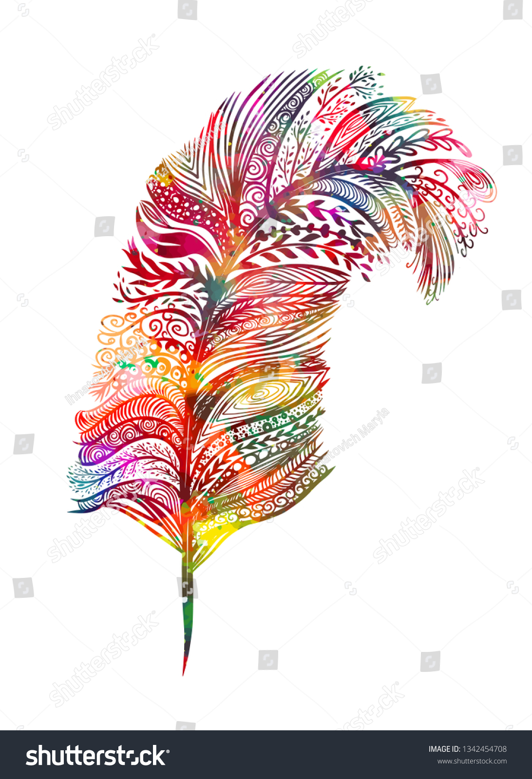 Multicolored Abstract Feather Stock Vector (Royalty Free) 1342454708 ...