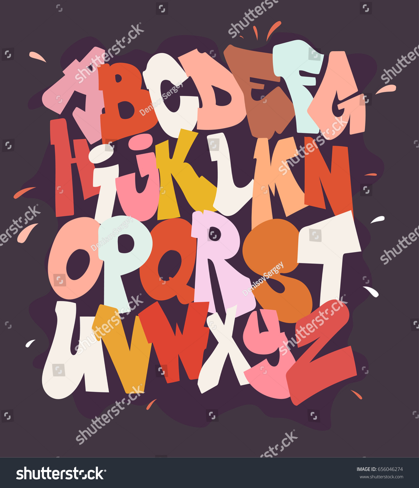 Vektor Stok Multicolored Graffiti Font Vector (Tanpa Royalti) 656046274 ...