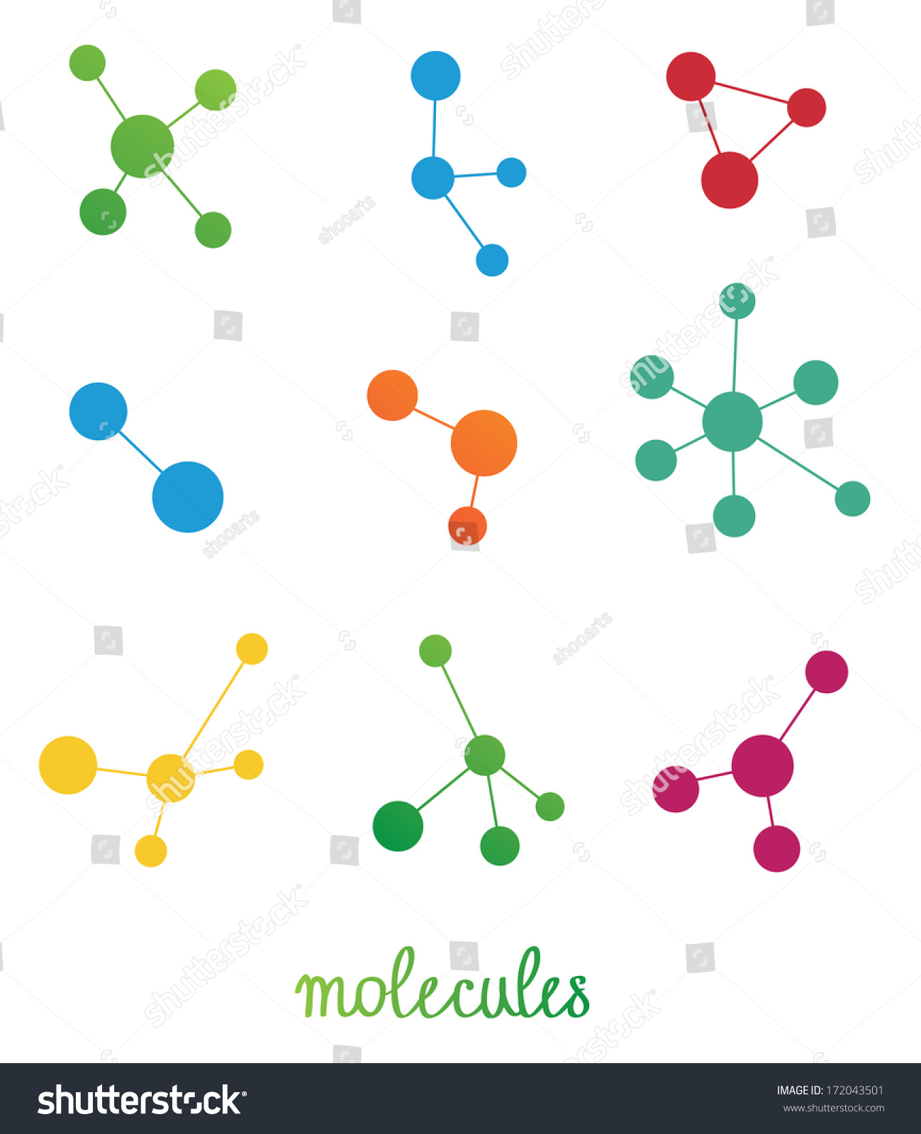 Multicolored Molecules Symbols Vector Set Stock Vector (Royalty Free ...