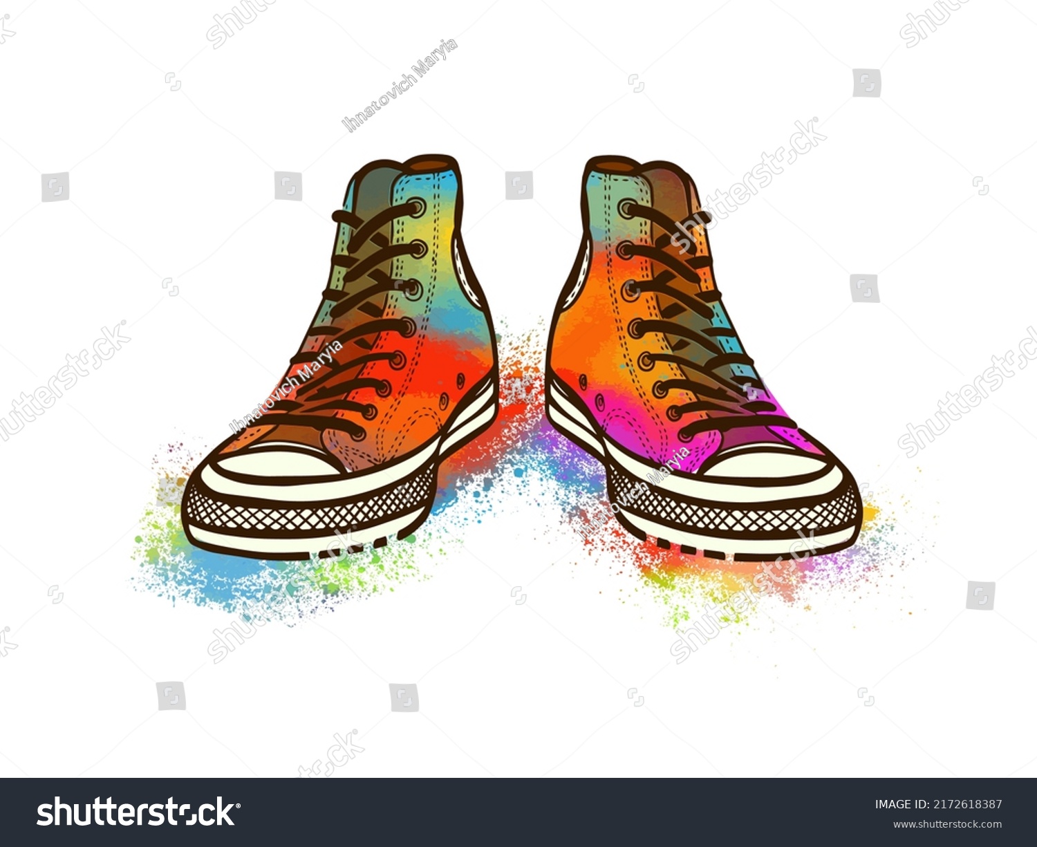 Multicolored Rainbow Sneakers Vector Illustration Stock Vector (Royalty ...