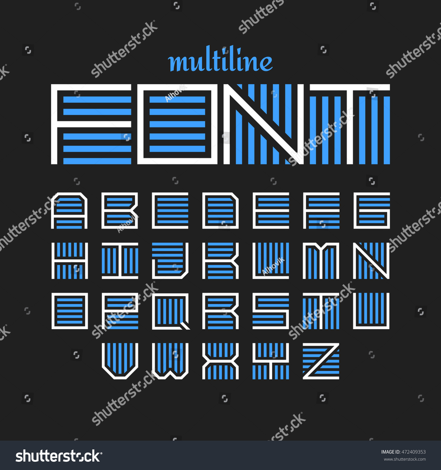 Multiline Font Bold Style Vector Illustration Stock Vector (Royalty ...