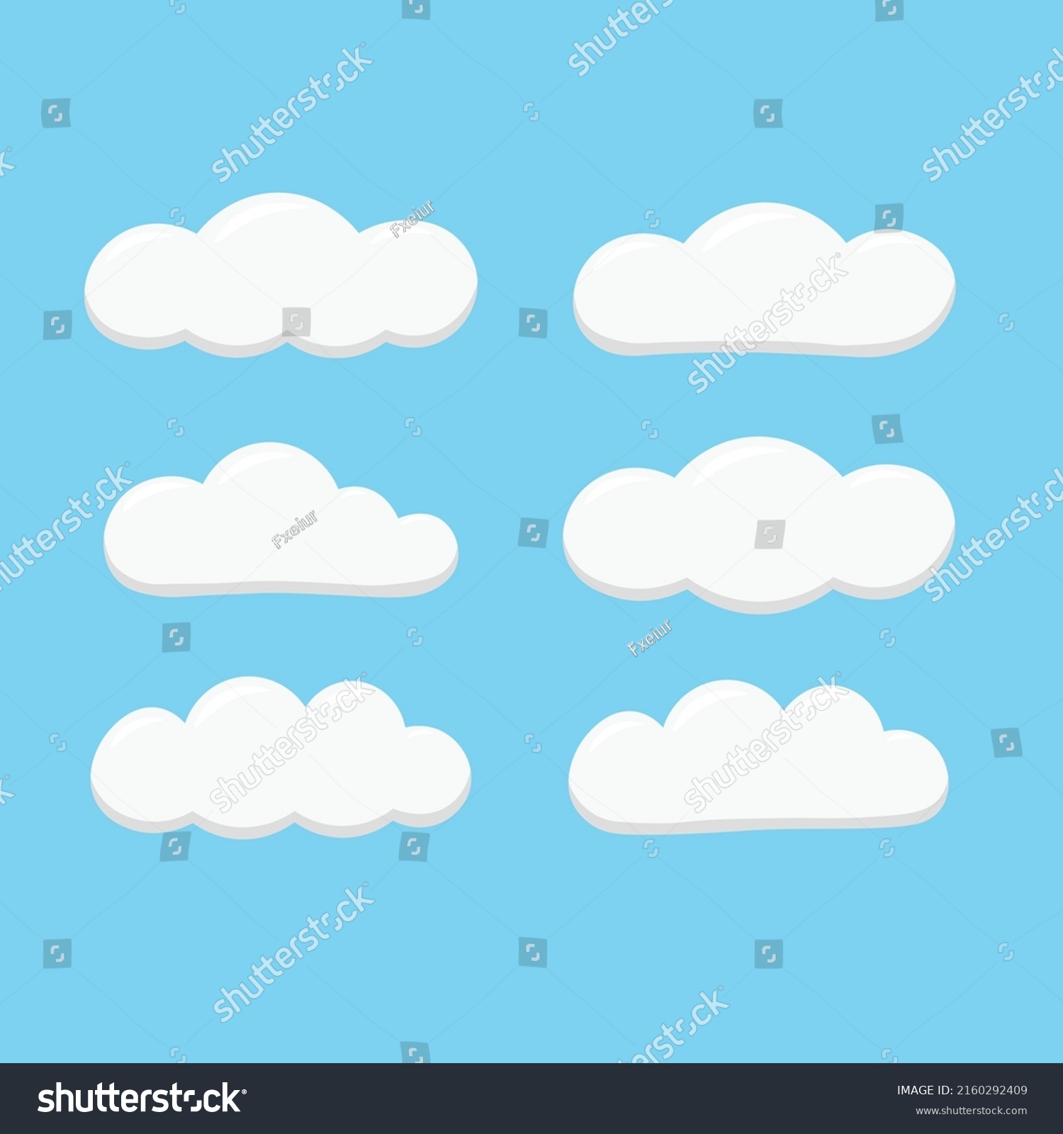 Multiple Different Clouds Simple Cartoony Design Stock Vector (Royalty ...
