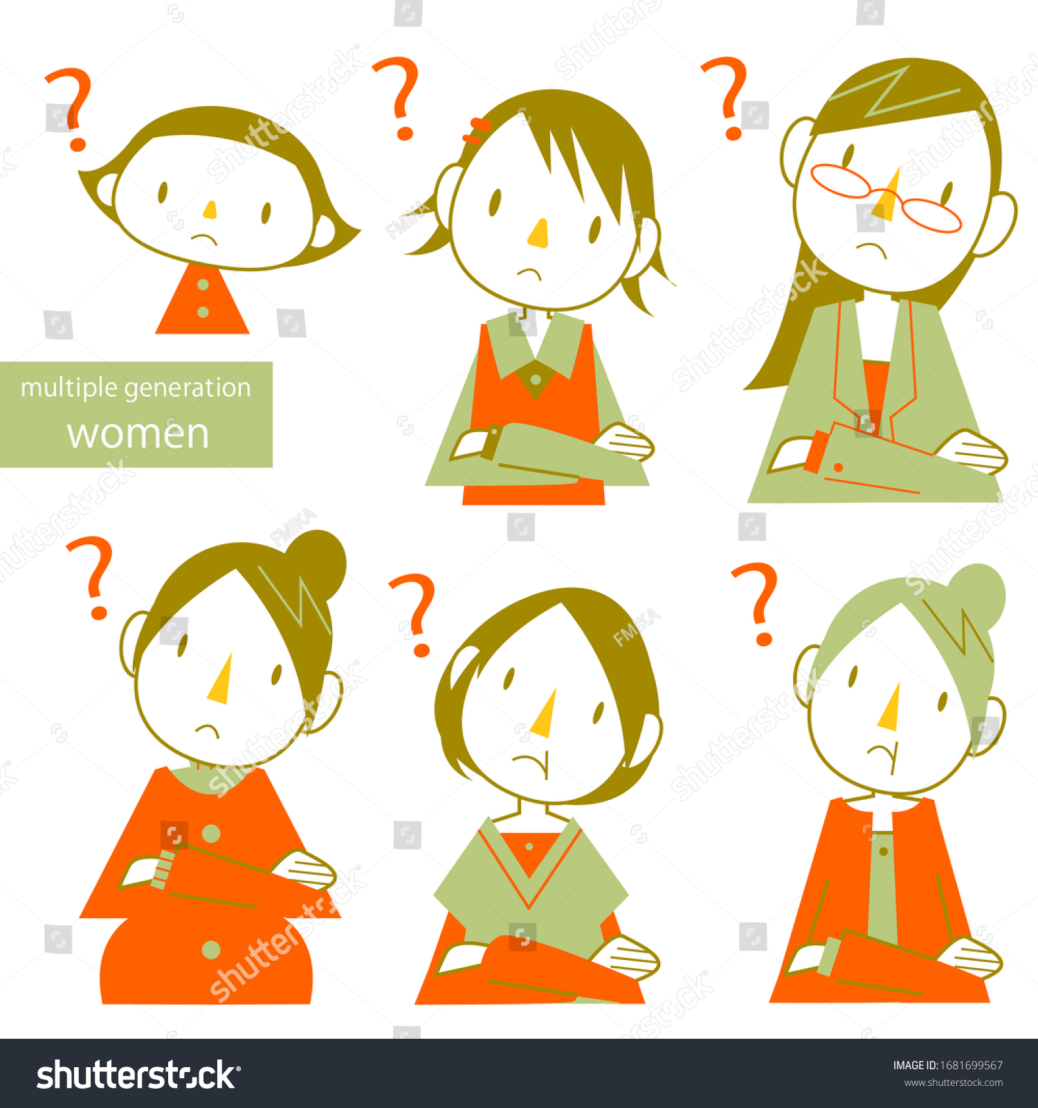 Multiple Generation Women Icon Set Stock Vector (Royalty Free) 1681699567