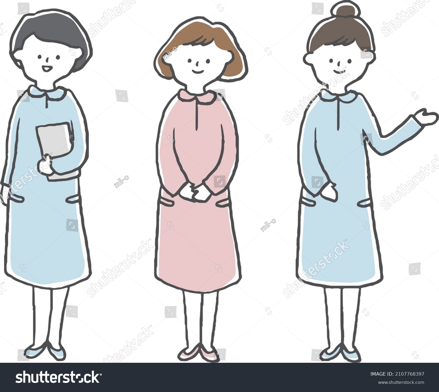 Multiple Nurses Standing Smile Stock Vector (Royalty Free) 2107768397 ...