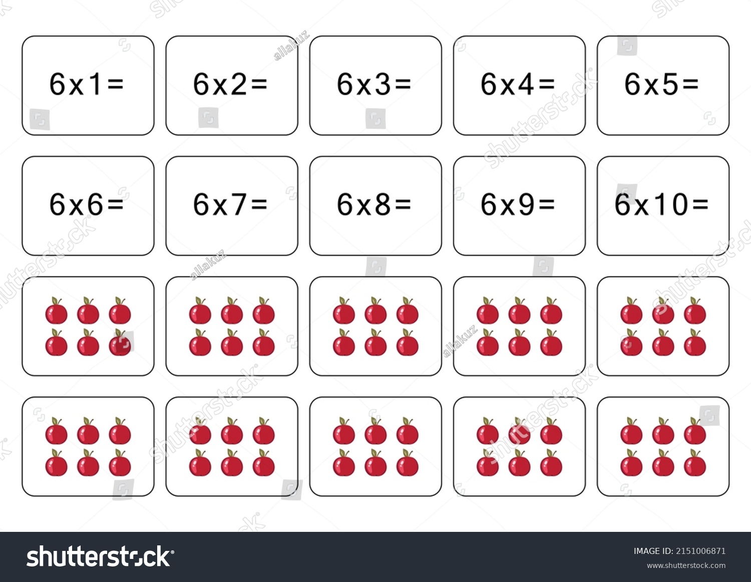 Multiplication Table 6 Maths Card Example Stock Vector (Royalty Free ...