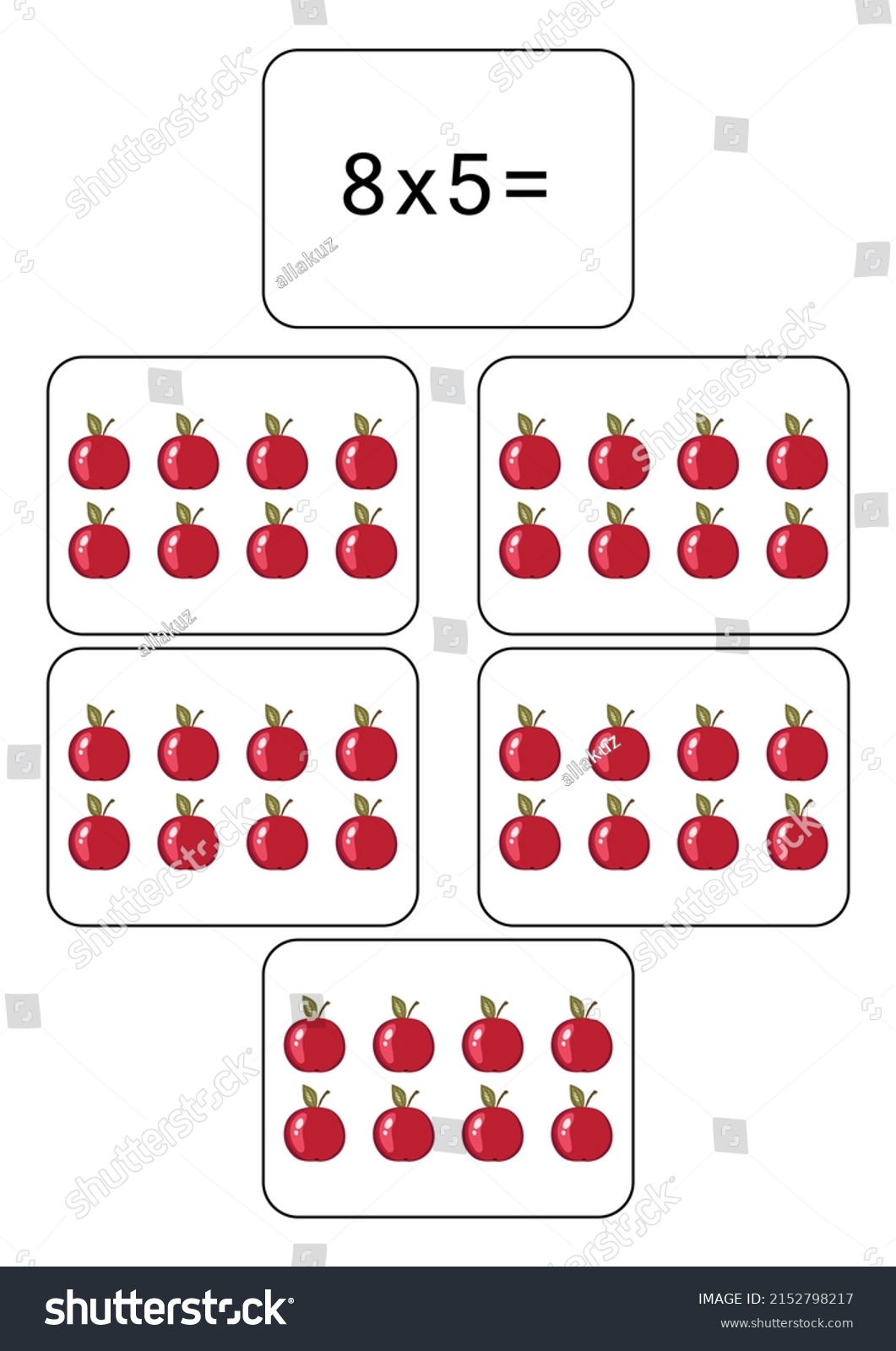 Multiplication Table 8 Maths Card Example Stock Vector (Royalty Free ...