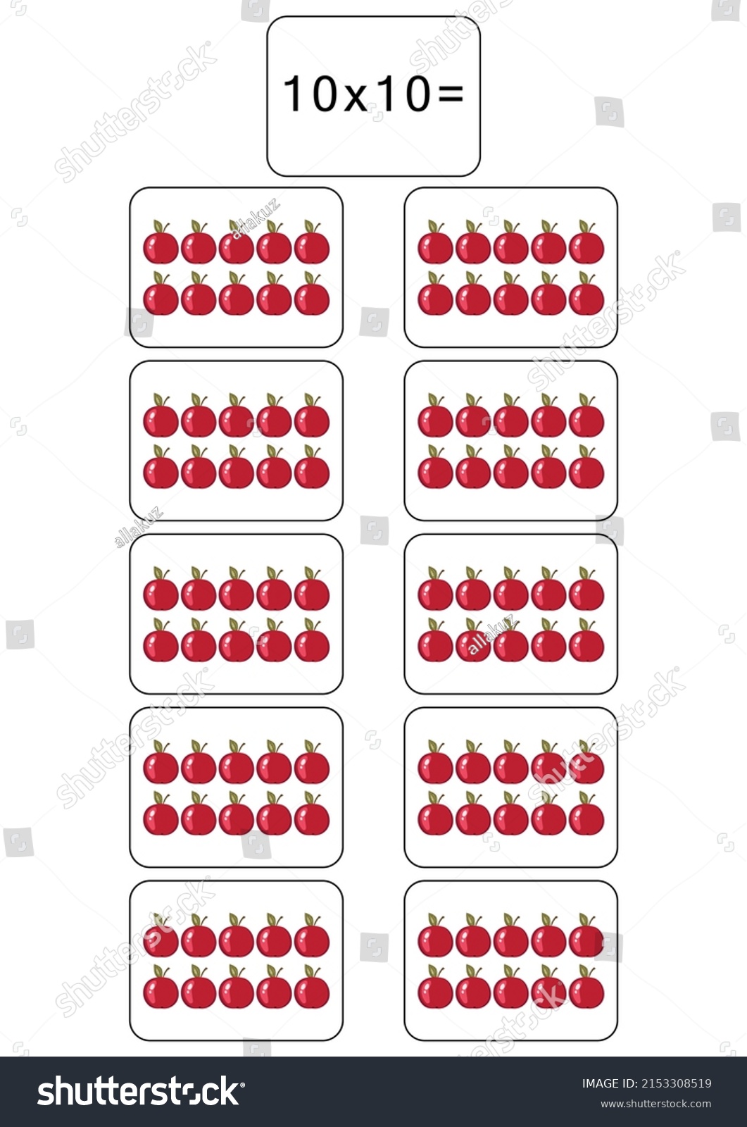 Multiplication Table 10 Maths Card Example Stock Vector (Royalty Free ...