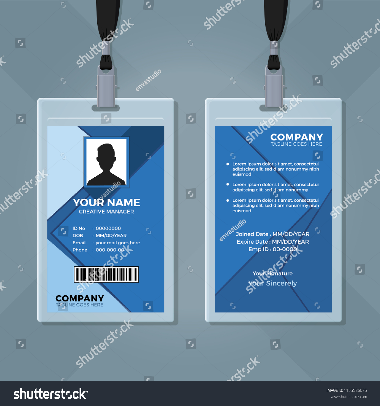 Multipurpose Id Card Template Stock Vector (Royalty Free) 1155586075 ...