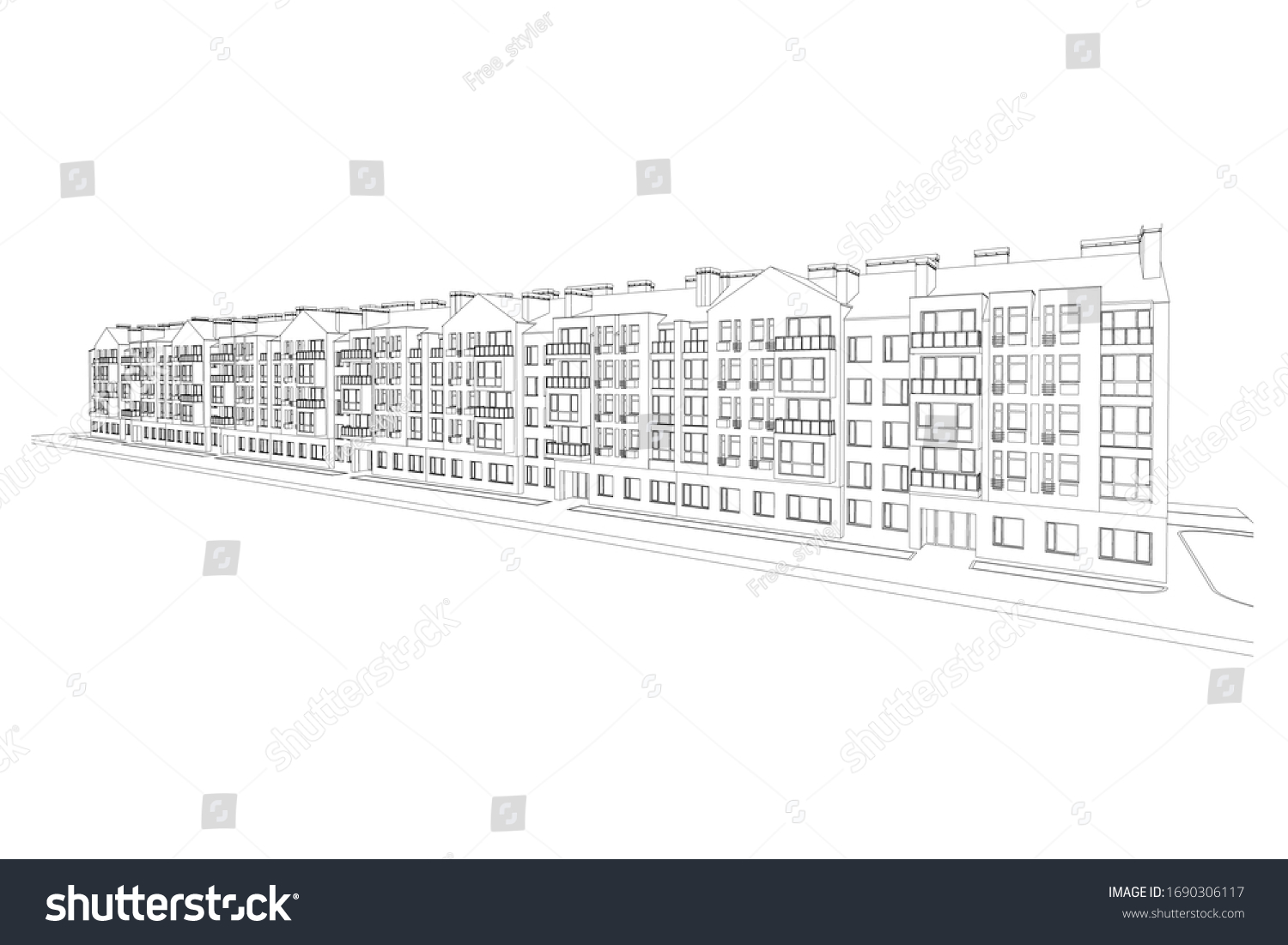 Multistory Building Facade Detailed Architectural Technical Stock ...