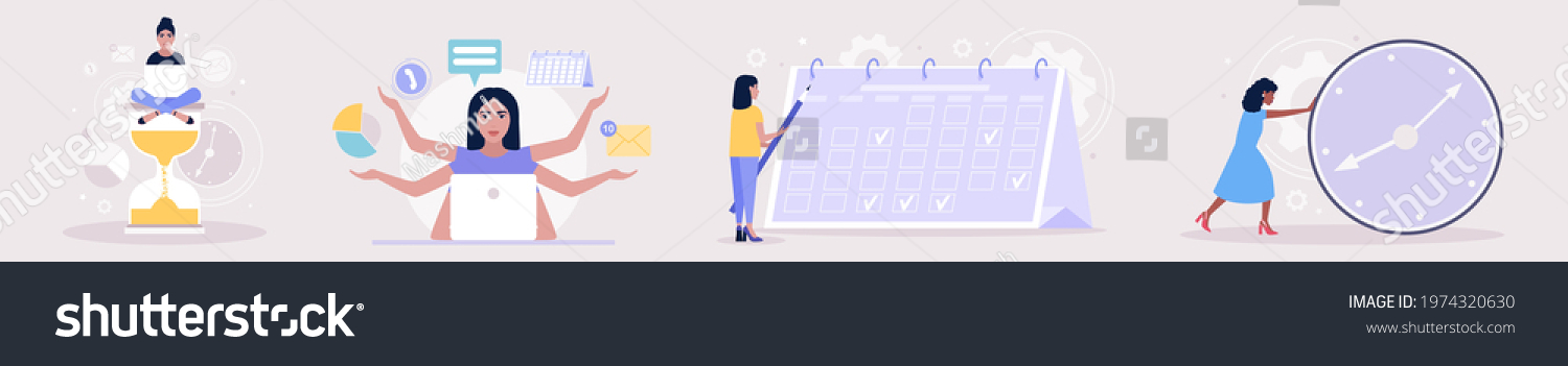Multitasking Time Management Concept Worker Doing Stock Vector (Royalty ...