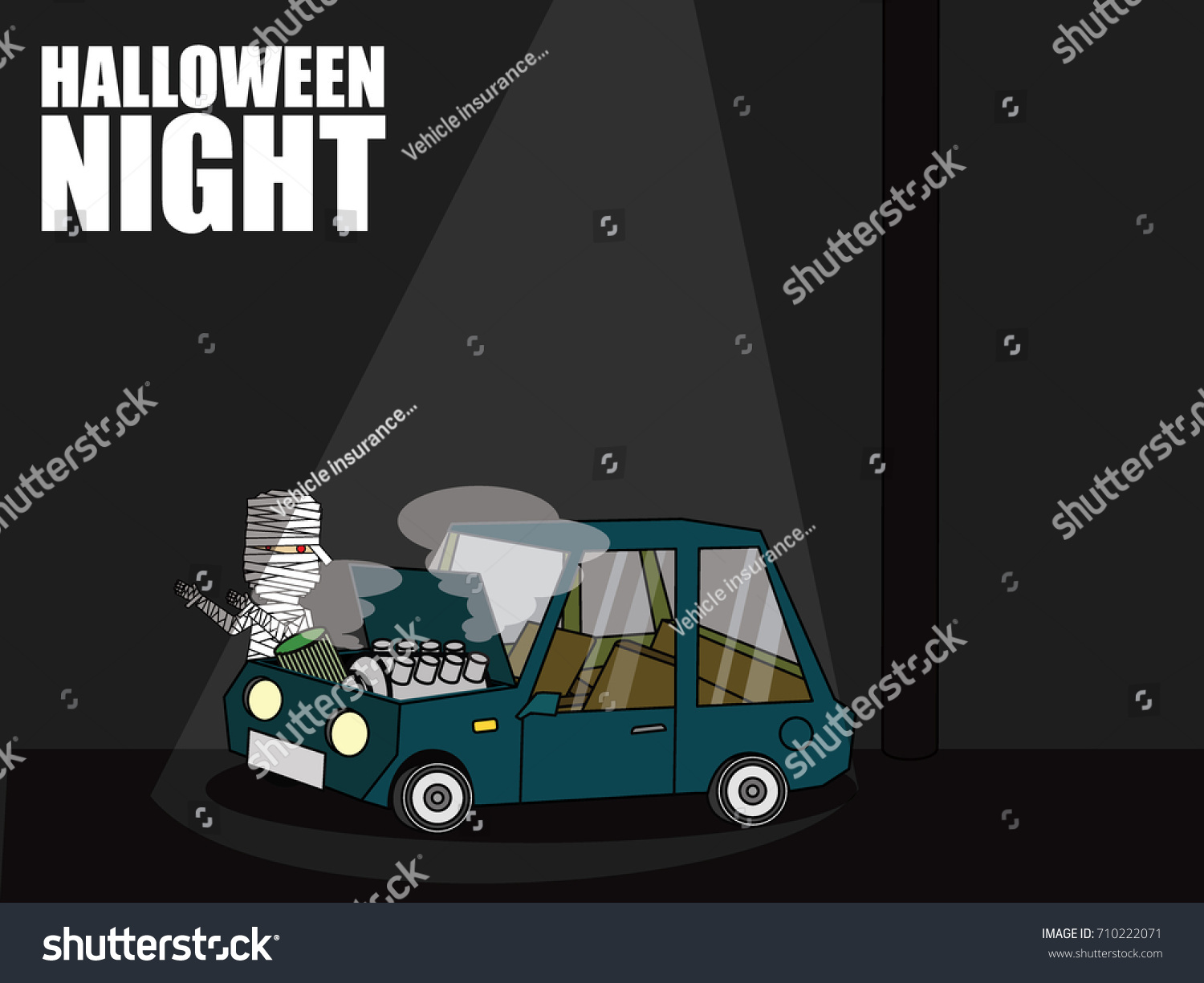 Mummy Devil Drive Car Accident Engine Stock Vector (Royalty Free) 710222071