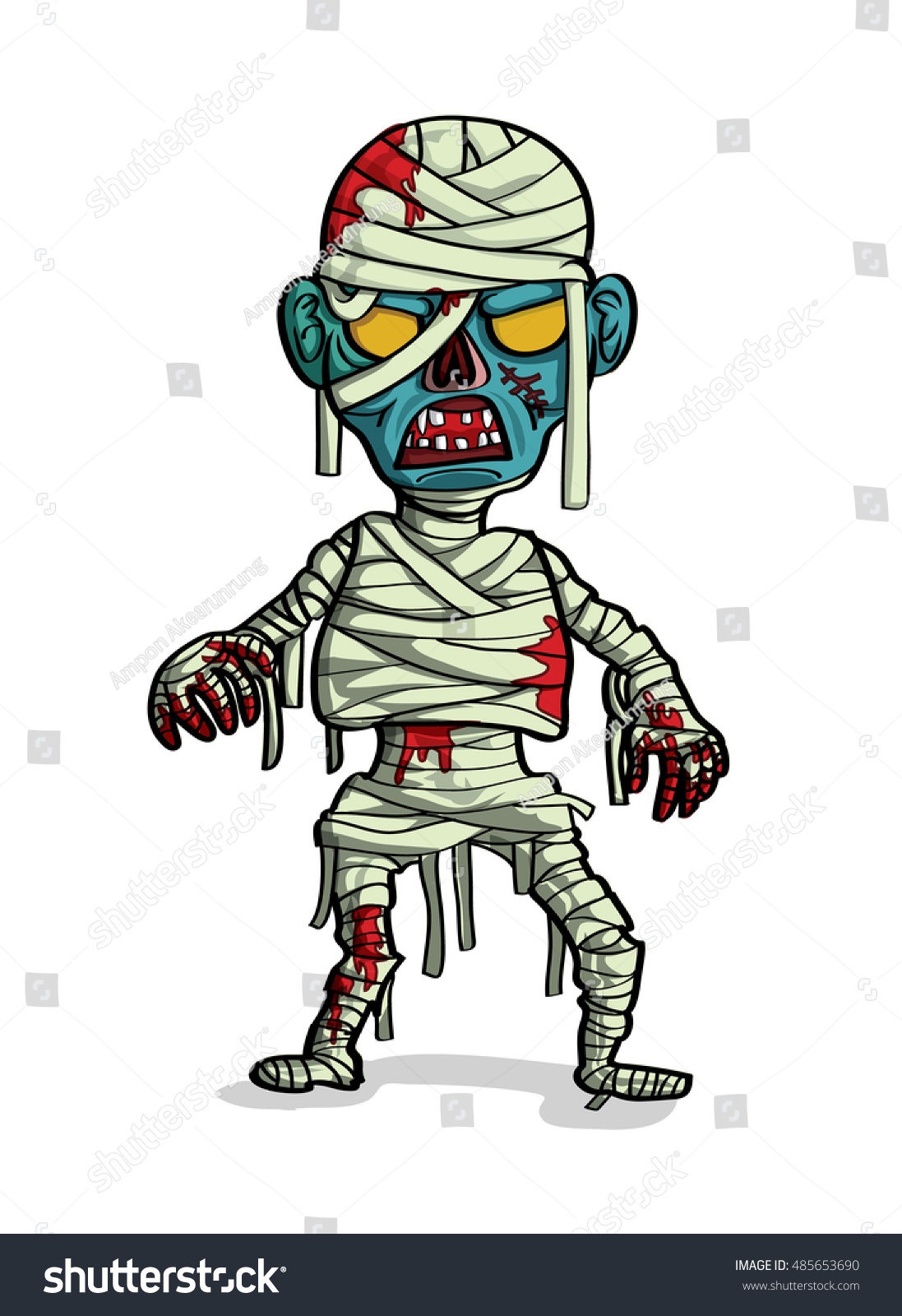 Mummy Zombie Cartoon Vector Halloween Theme Stock Vector Royalty Free 485653690