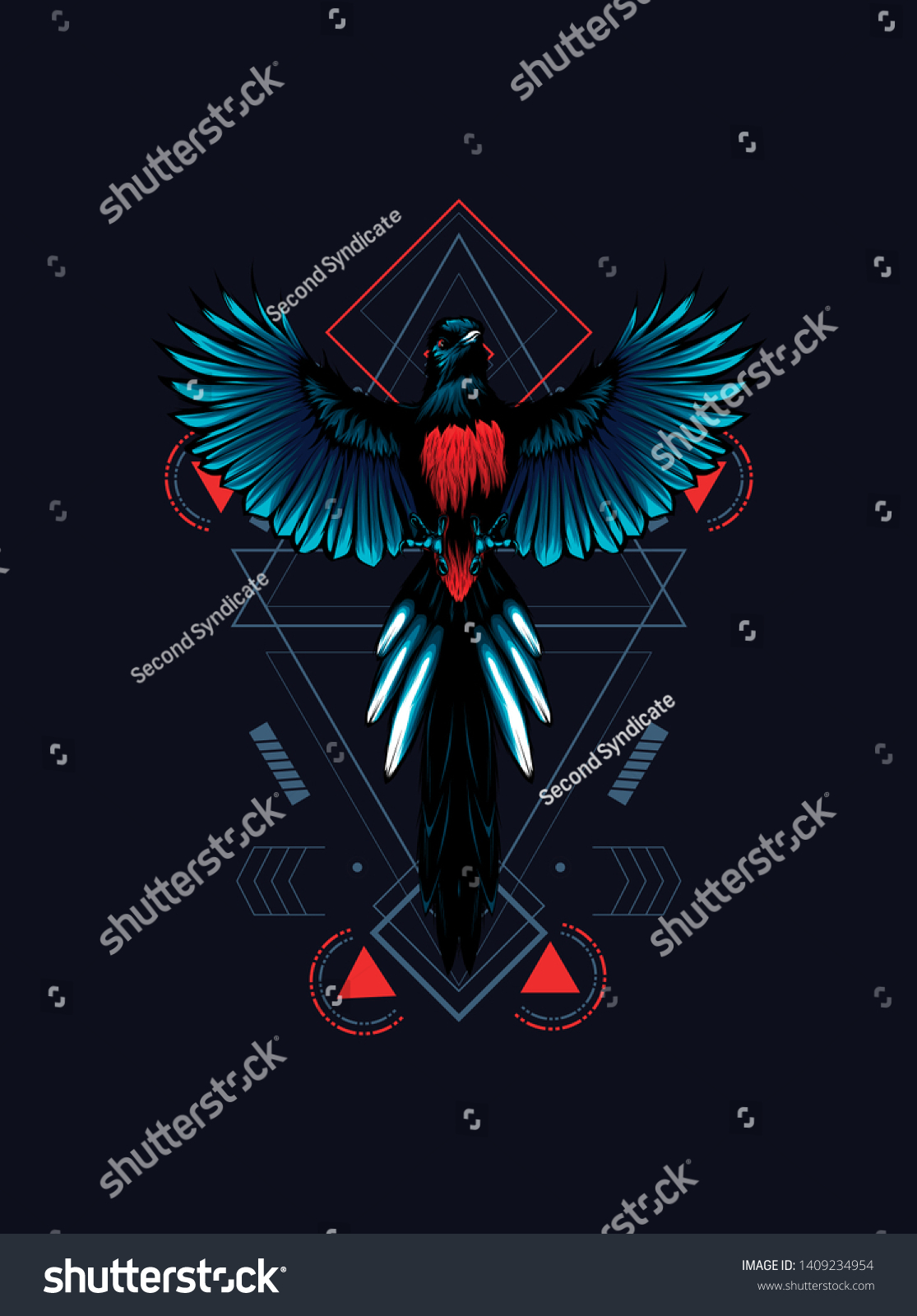 Murai Bird Sacred Geometry Pattern Stock Vector (Royalty Free ...