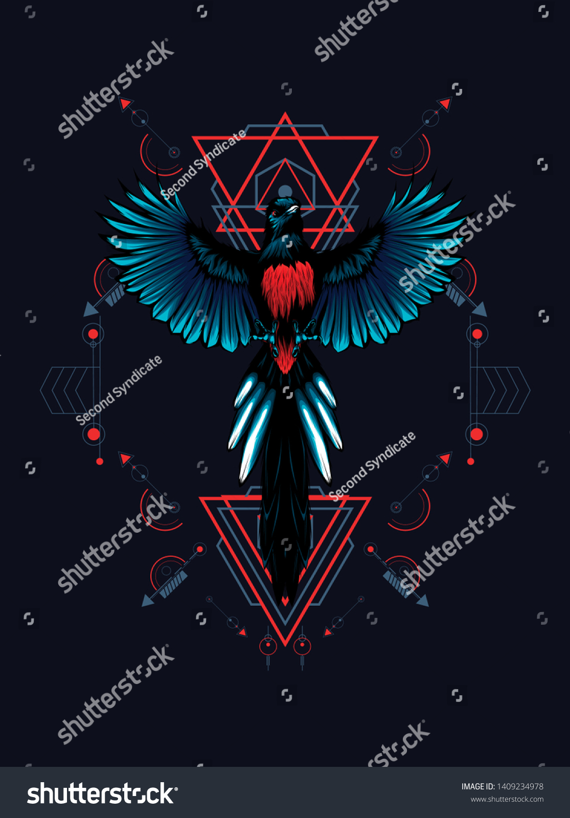 Murai Bird Sacred Geometry Pattern Stock Vector (Royalty Free ...
