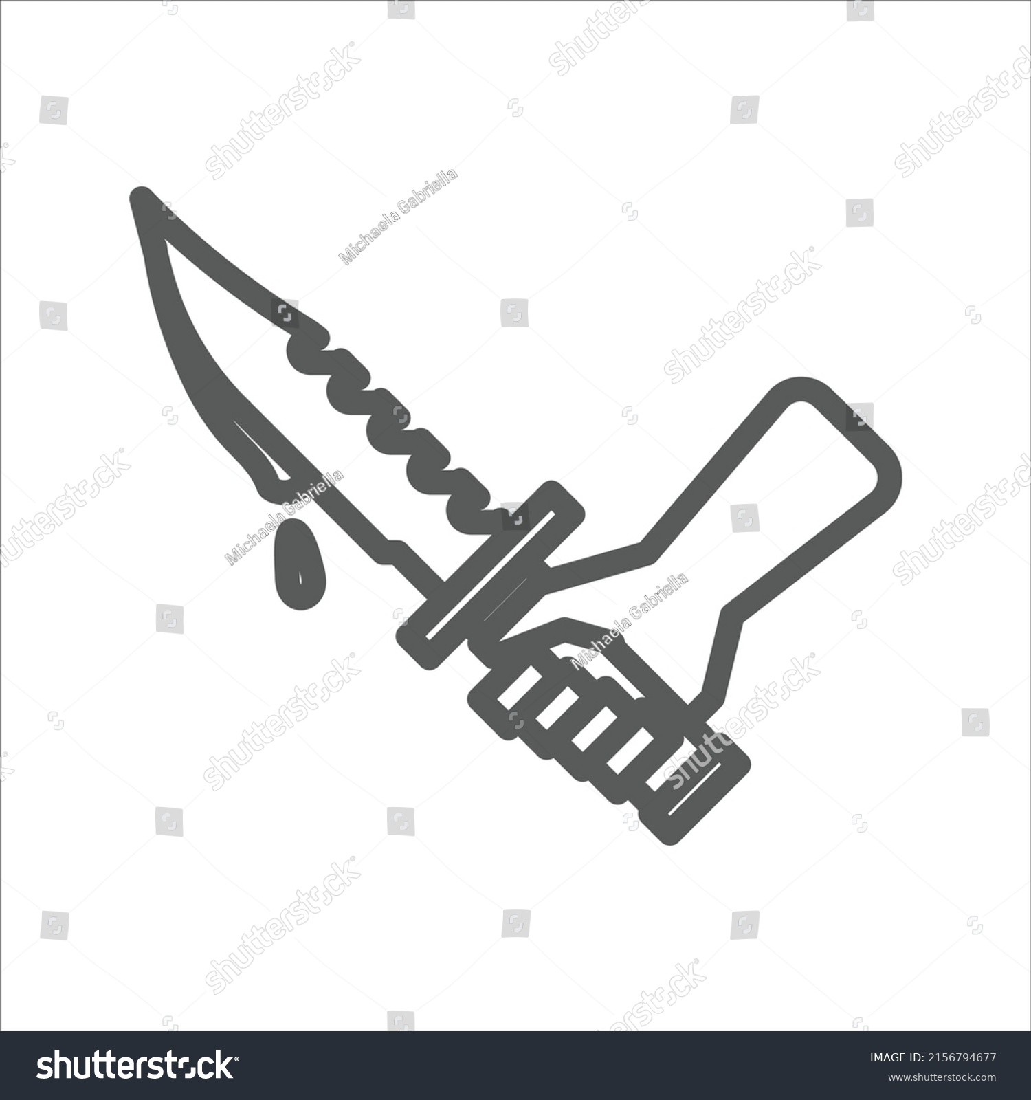 Murder Knife Simple Line Icon Stock Vector (Royalty Free) 2156794677 ...