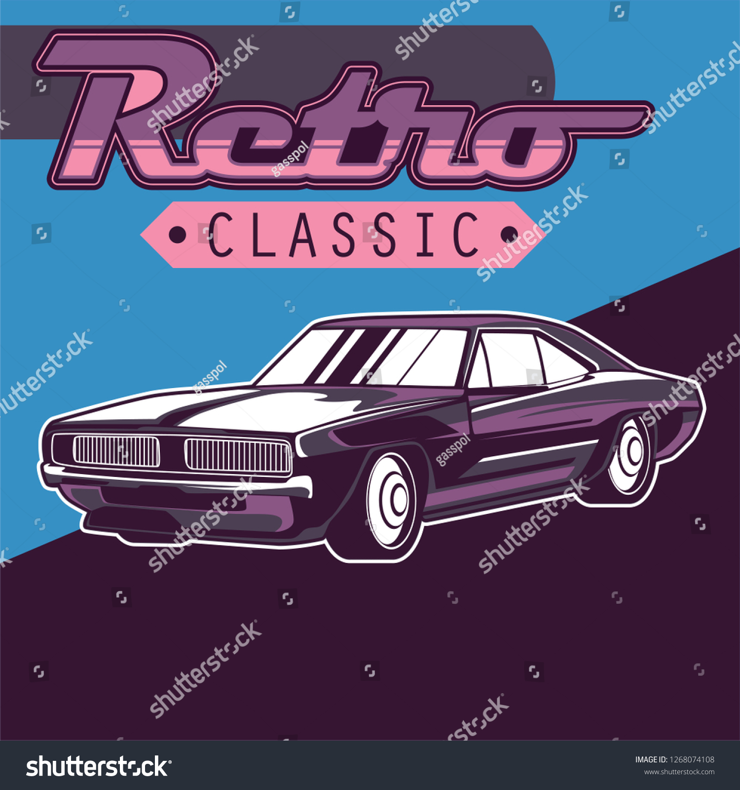 Muscle Car Retro 70s Vector Poster: เวกเตอร์สต็อก (ปลอดค่าลิขสิทธิ์ ...