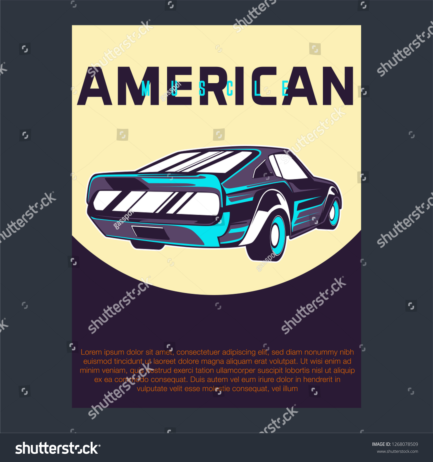 Muscle Car Retro 70s Vector Poster Stock Vector (Royalty Free) 1268078509