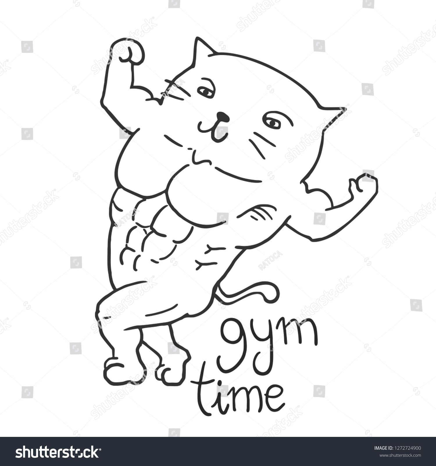 Muscle Cat Draw Stock Vector (Royalty Free) 1272724900 | Shutterstock