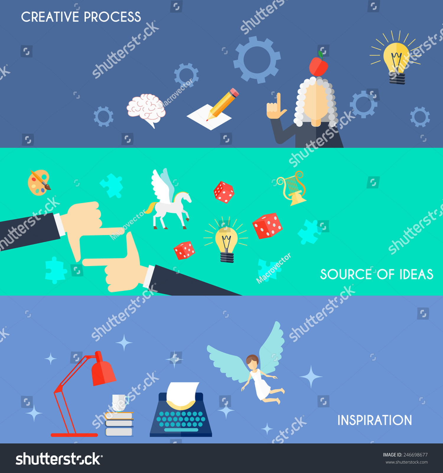 Muse Flat Horizontal Banner Set Creative Stock Vector (Royalty Free ...