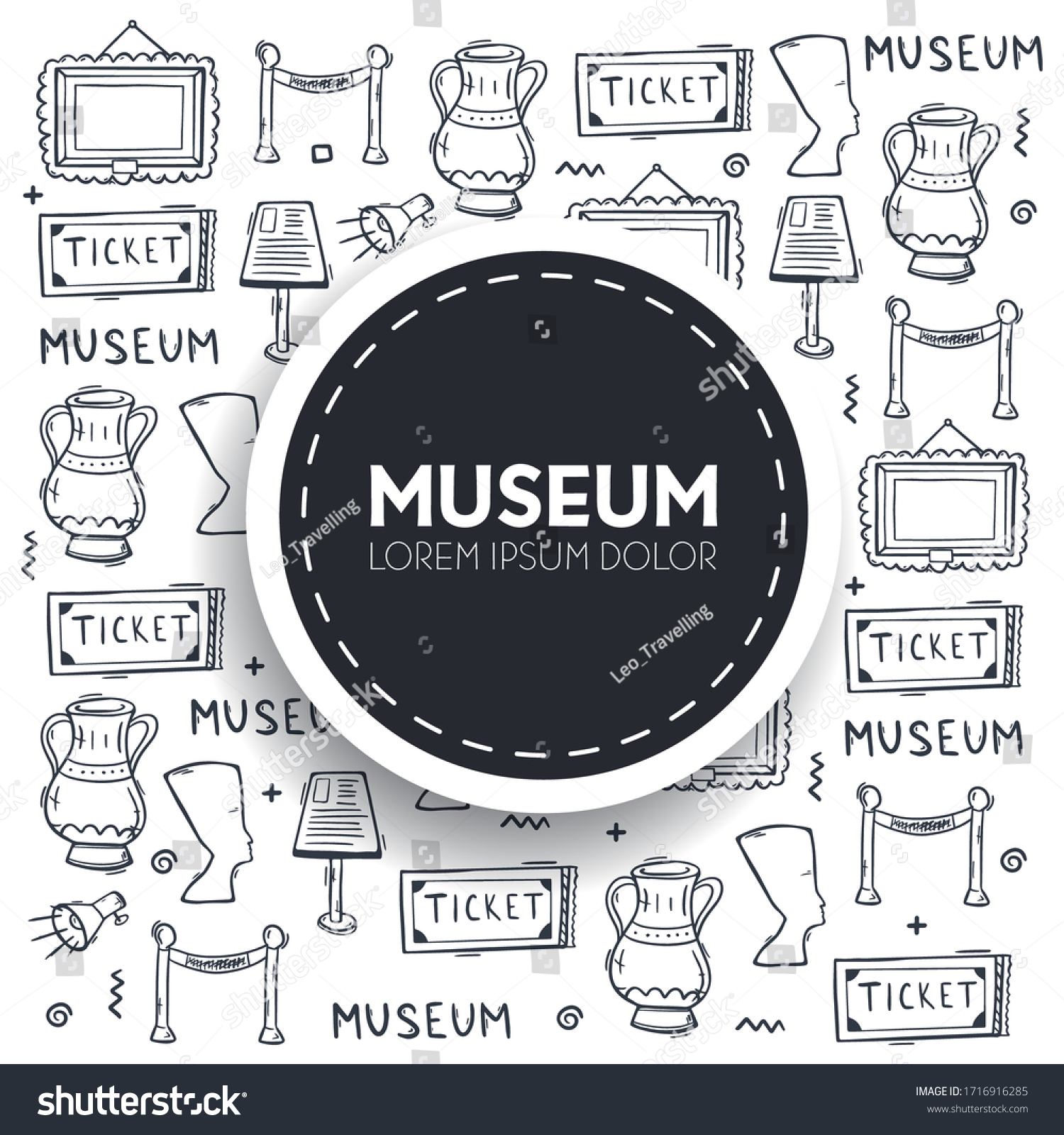 Museum Hand Draw Doodle Background Vector Stock Vector (Royalty Free ...