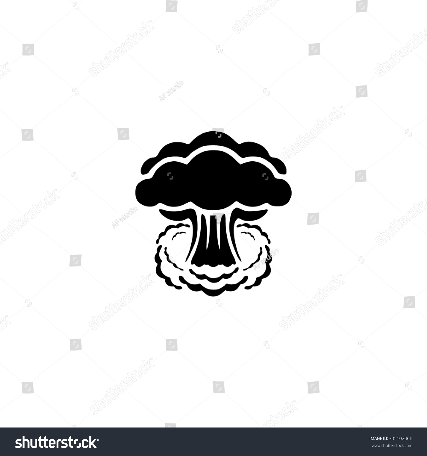 Mushroom Cloud Nuclear Explosion Silhouette Black: vector de stock ...