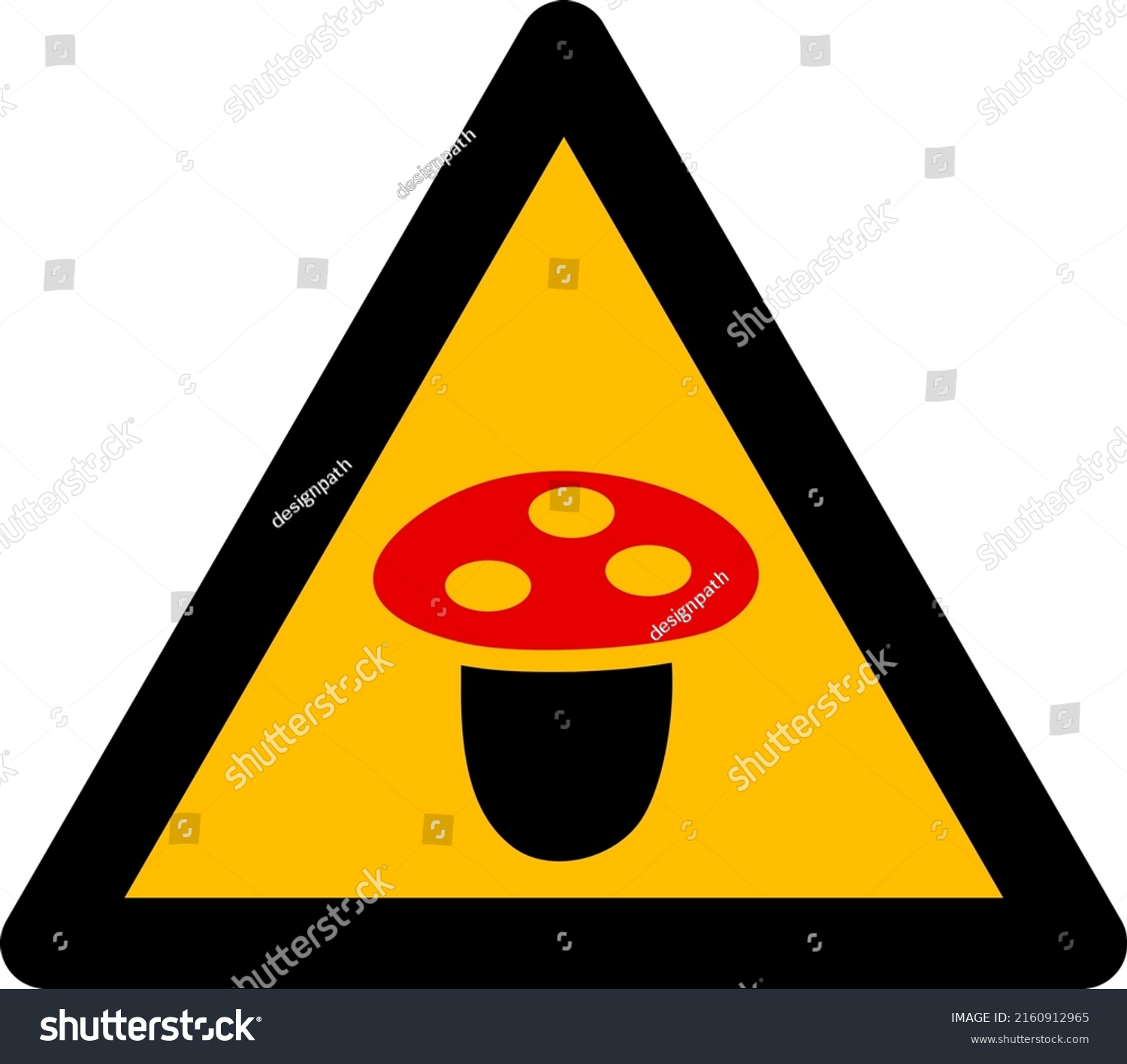 Mushroom Warning Vector Illustration Flat Illustration Stock Vector Royalty Free 2160912965