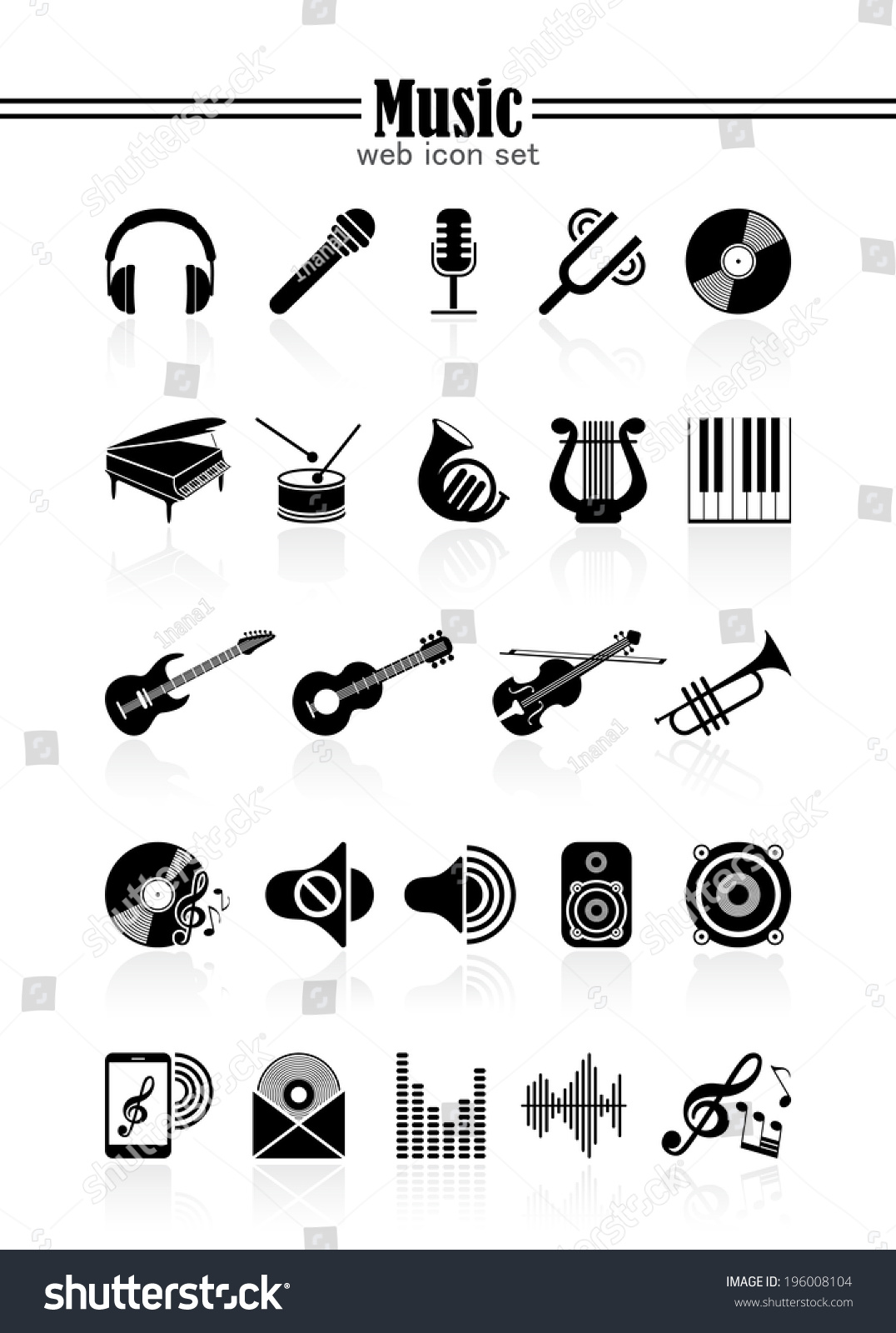 Music Icon Set Stock Vector (Royalty Free) 196008104