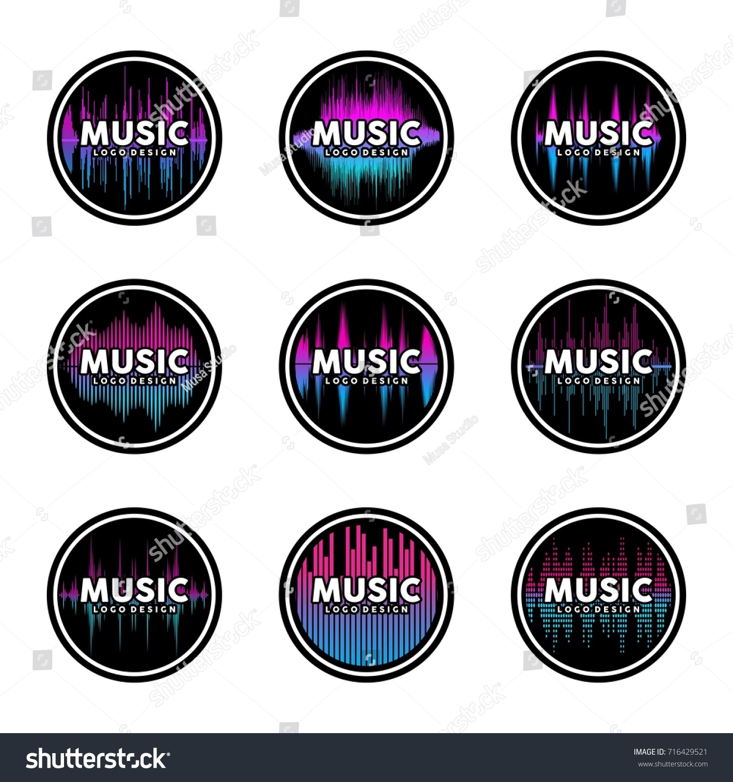Music Logo Design Vector Set Stock Vector (Royalty Free) 716429521 ...