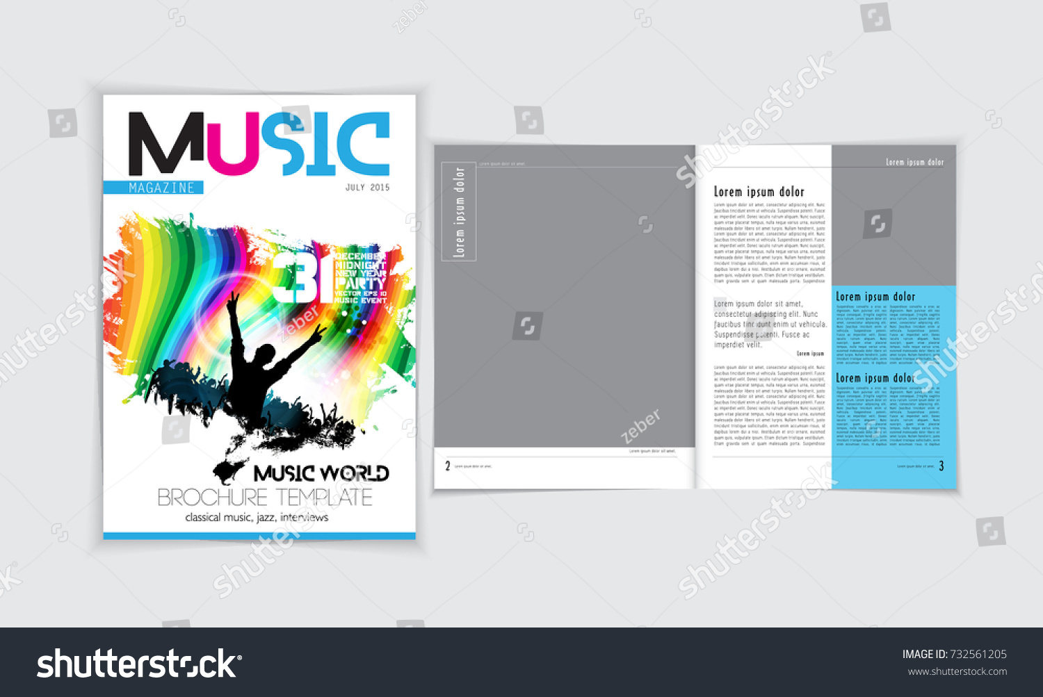 Music Magazine Layout Vector Stock Vector (Royalty Free) 732561205 ...