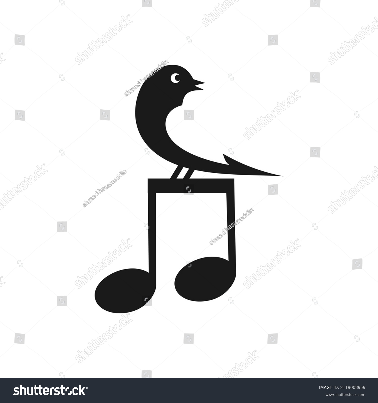 Music Note Bird Logo Design Stock Vector (Royalty Free) 2119008959 ...