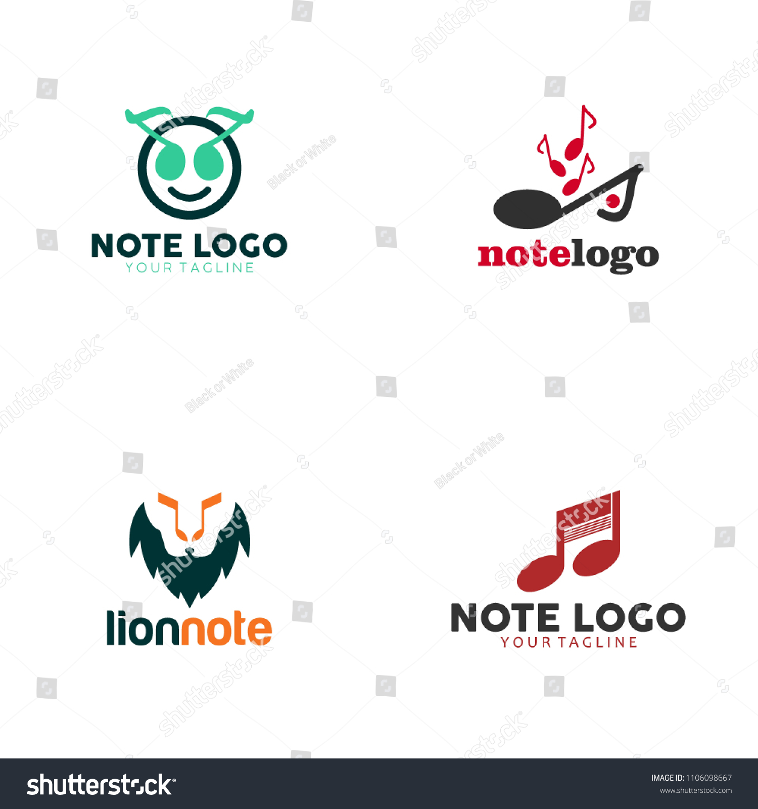 Music Note Logo Design Stock Vector (Royalty Free) 1106098667 ...