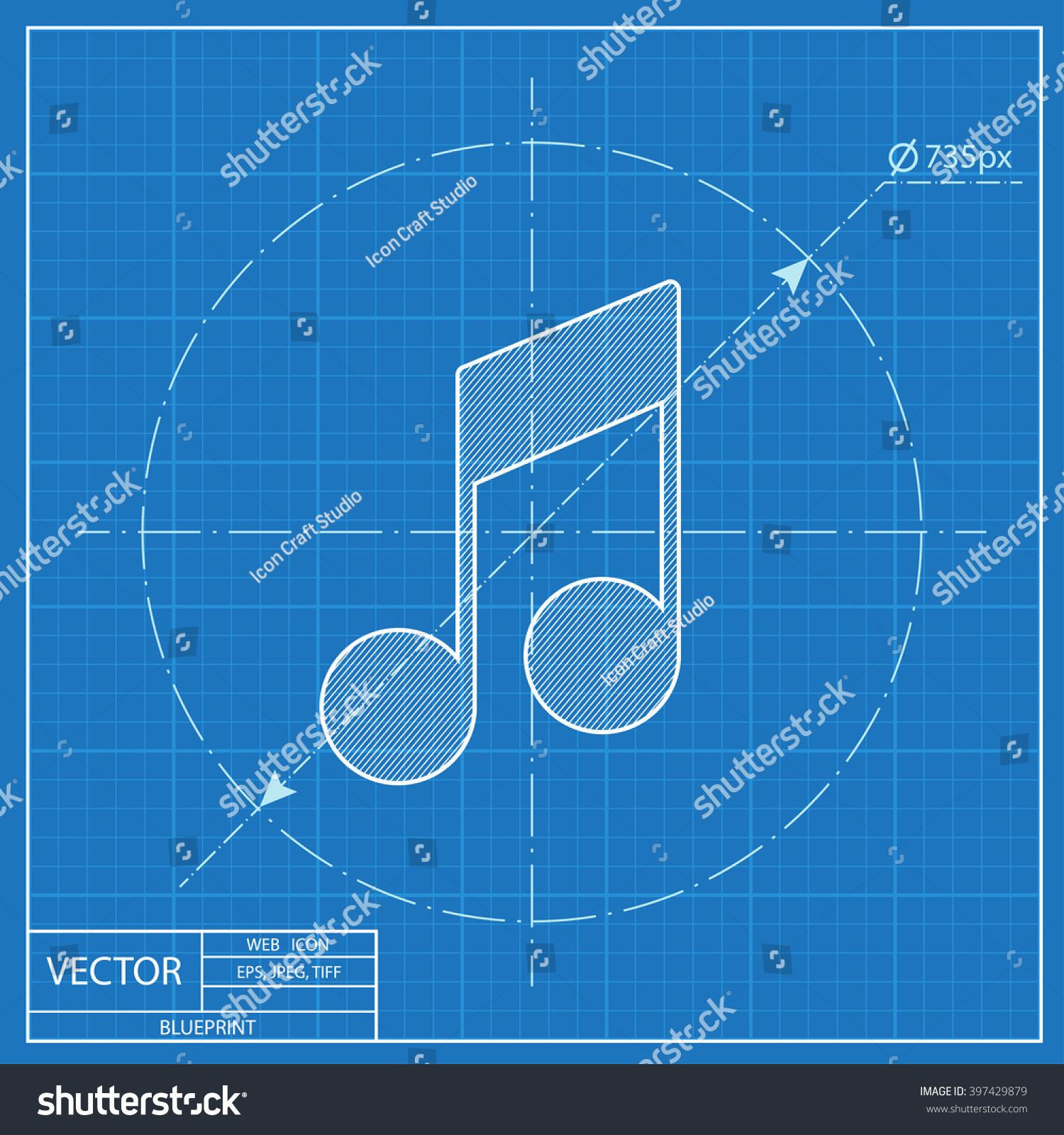 Music Note Vector Blueprint Icon Stock Vector (Royalty Free) 397429879 ...