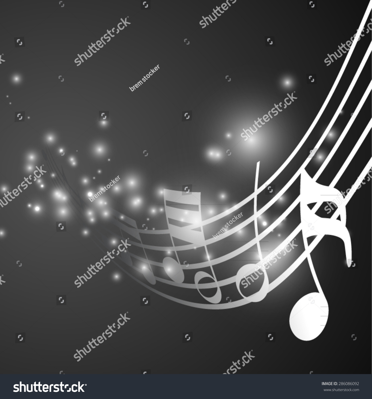 Music Notes Abstract Black Background Lights Stock Vector (Royalty Free ...