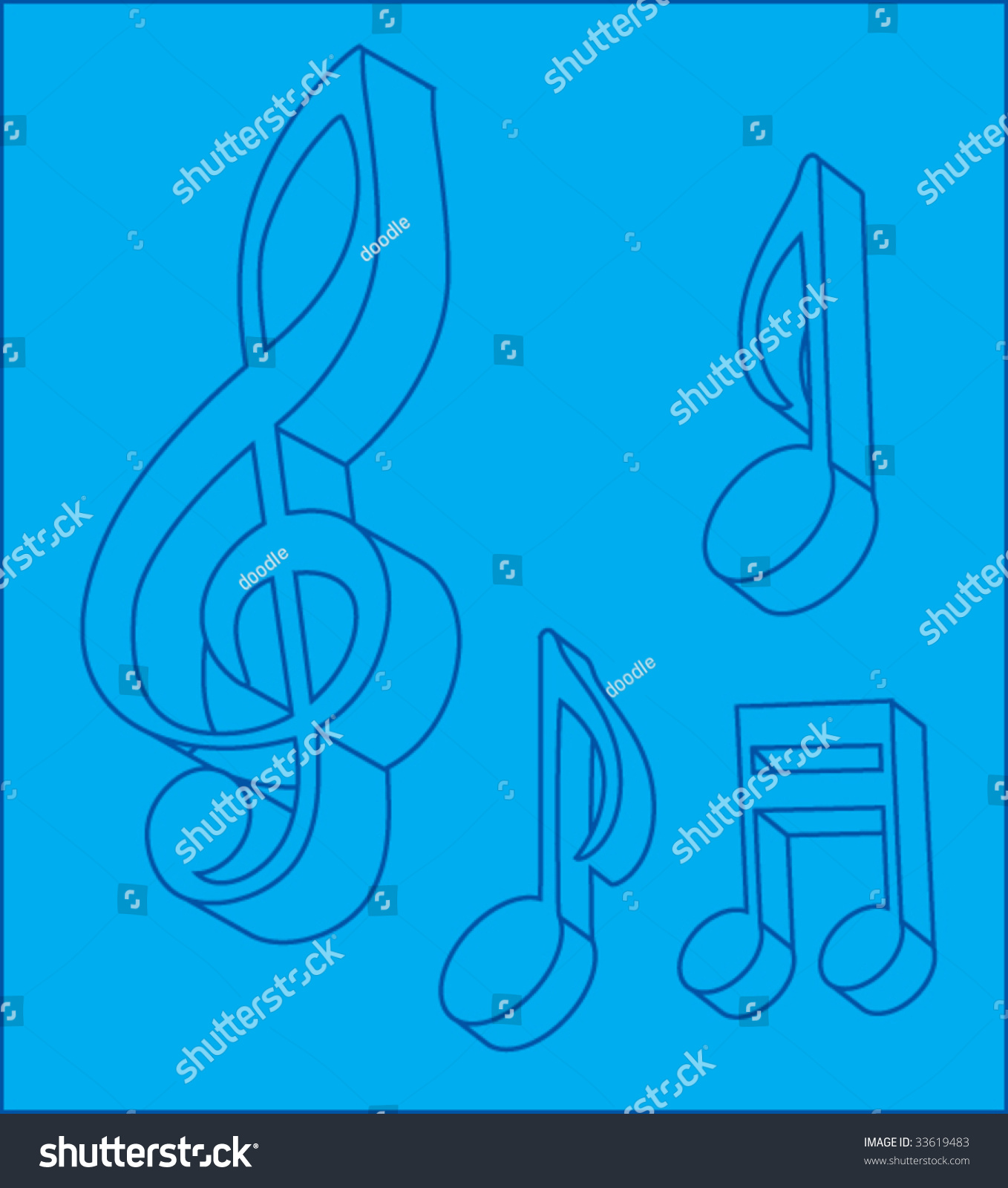 Music Notes Blueprint Stock Vector (Royalty Free) 33619483