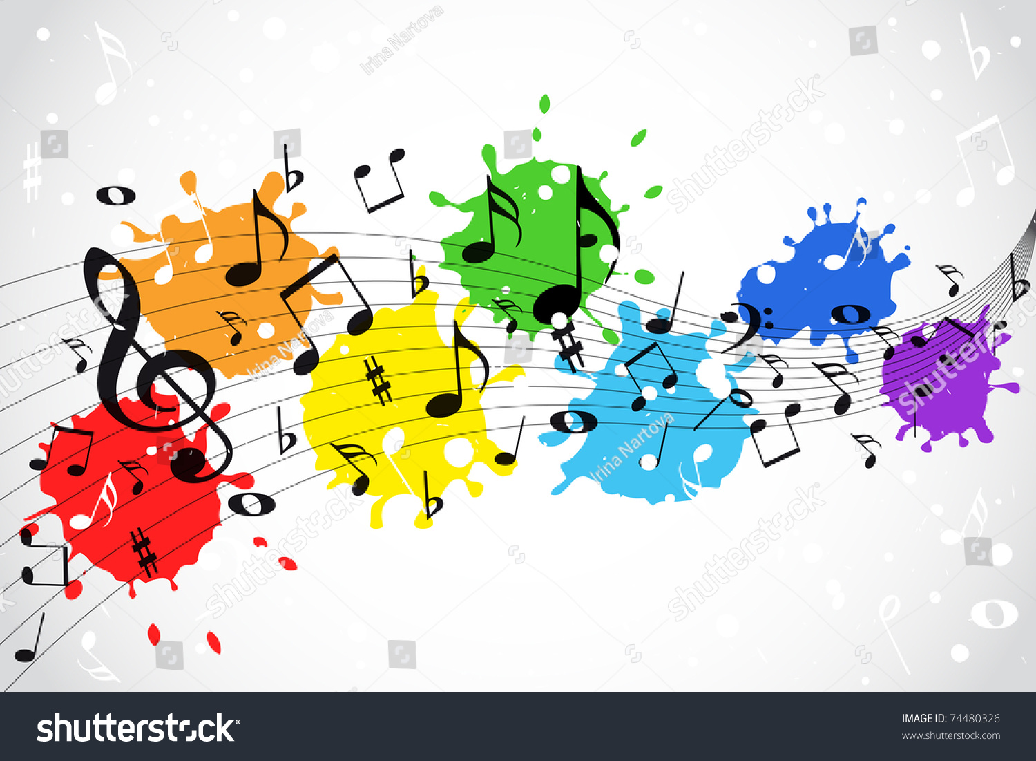 Music Notes Color Background: เวกเตอร์สต็อก (ปลอดค่าลิขสิทธิ์) 74480326