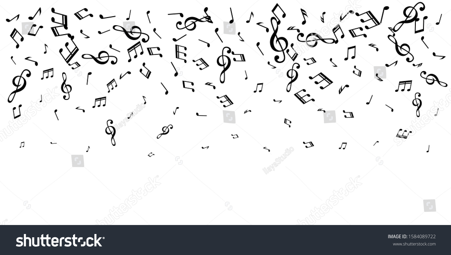 Music Notes Confetti Top Border Vector: vector de stock (libre de ...