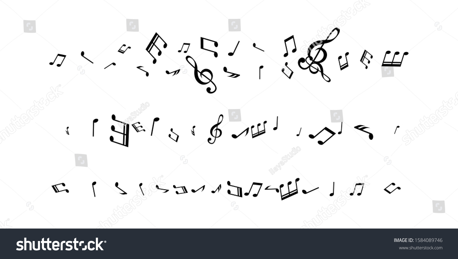 Music Notes Dividers Collection Vector Isolated 스톡 벡터(로열티 프리 ...