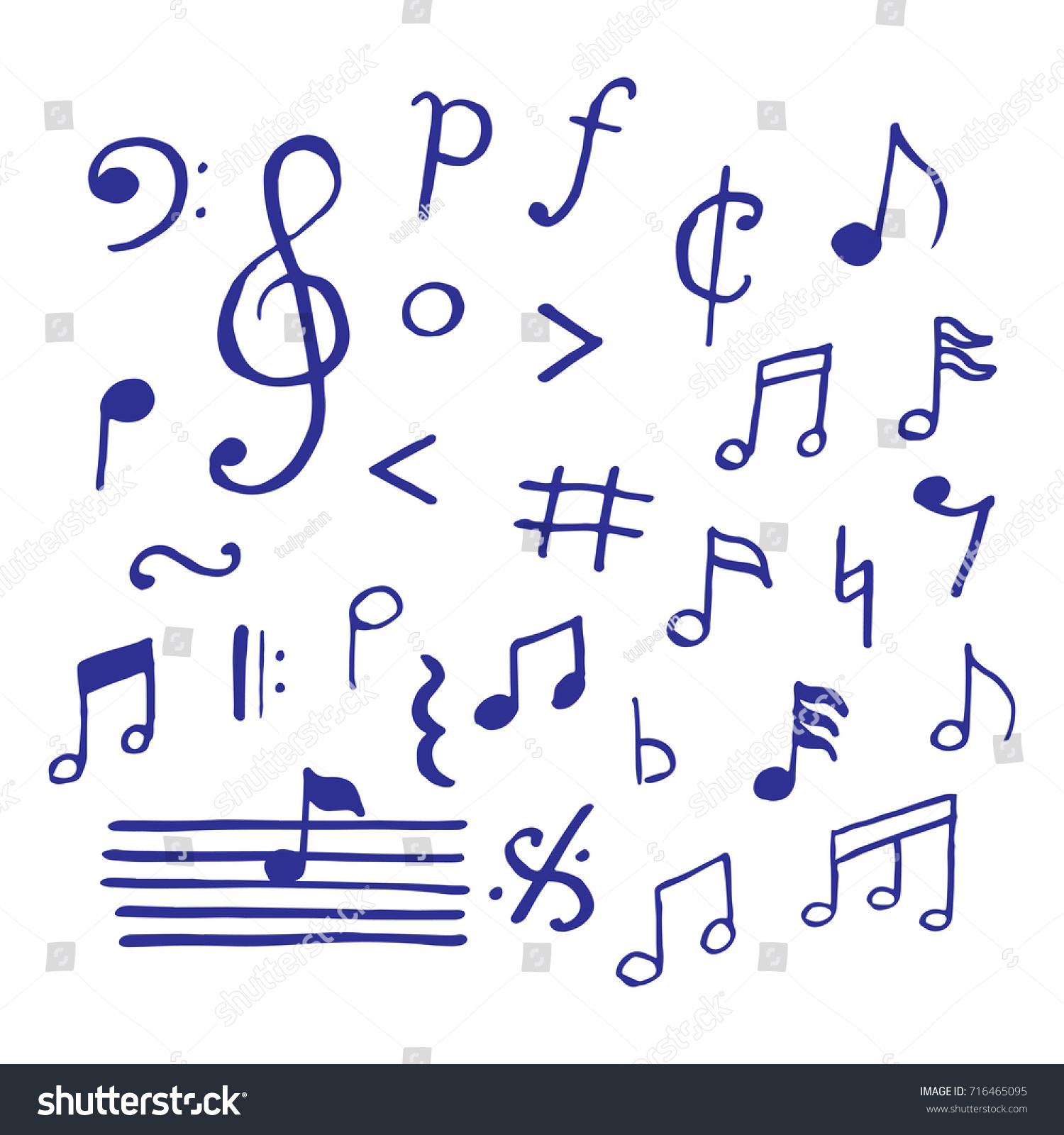 Music Notes Doodle Vector Hand Drawn Stock Vector (Royalty Free ...