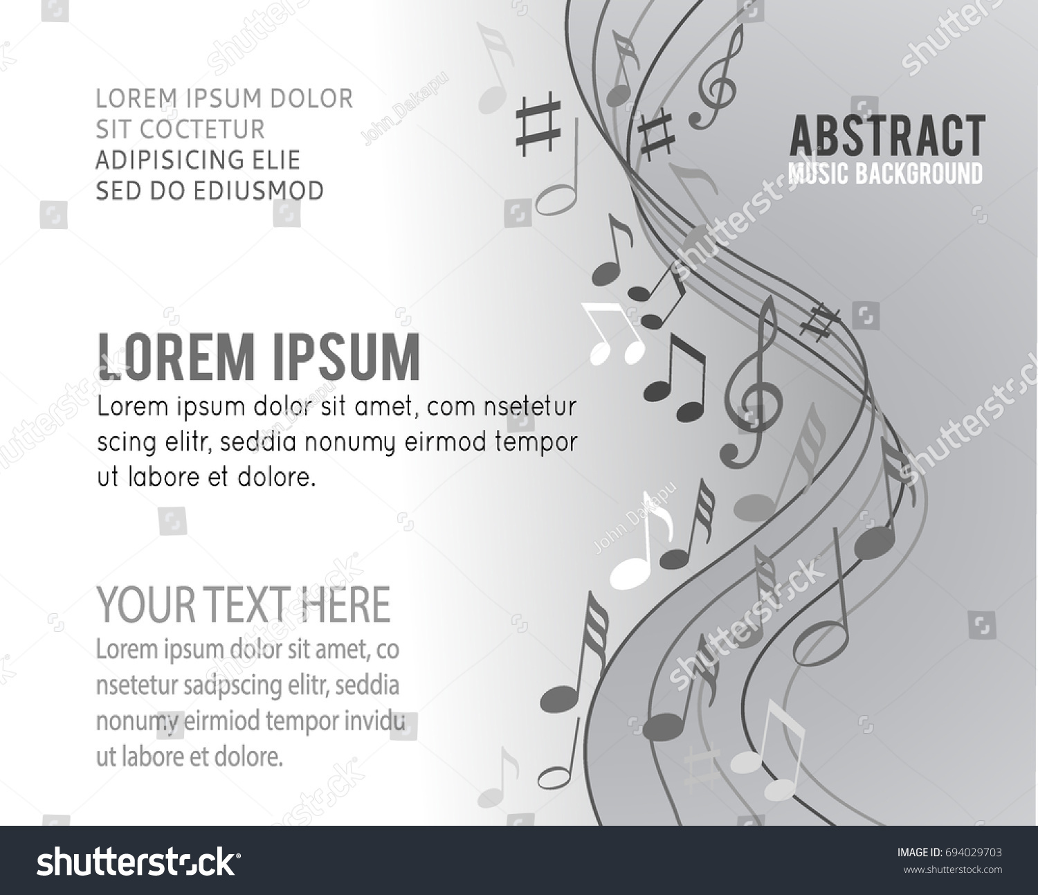 Music Notes Gray On White Background Stock Vector (Royalty Free) 694029703
