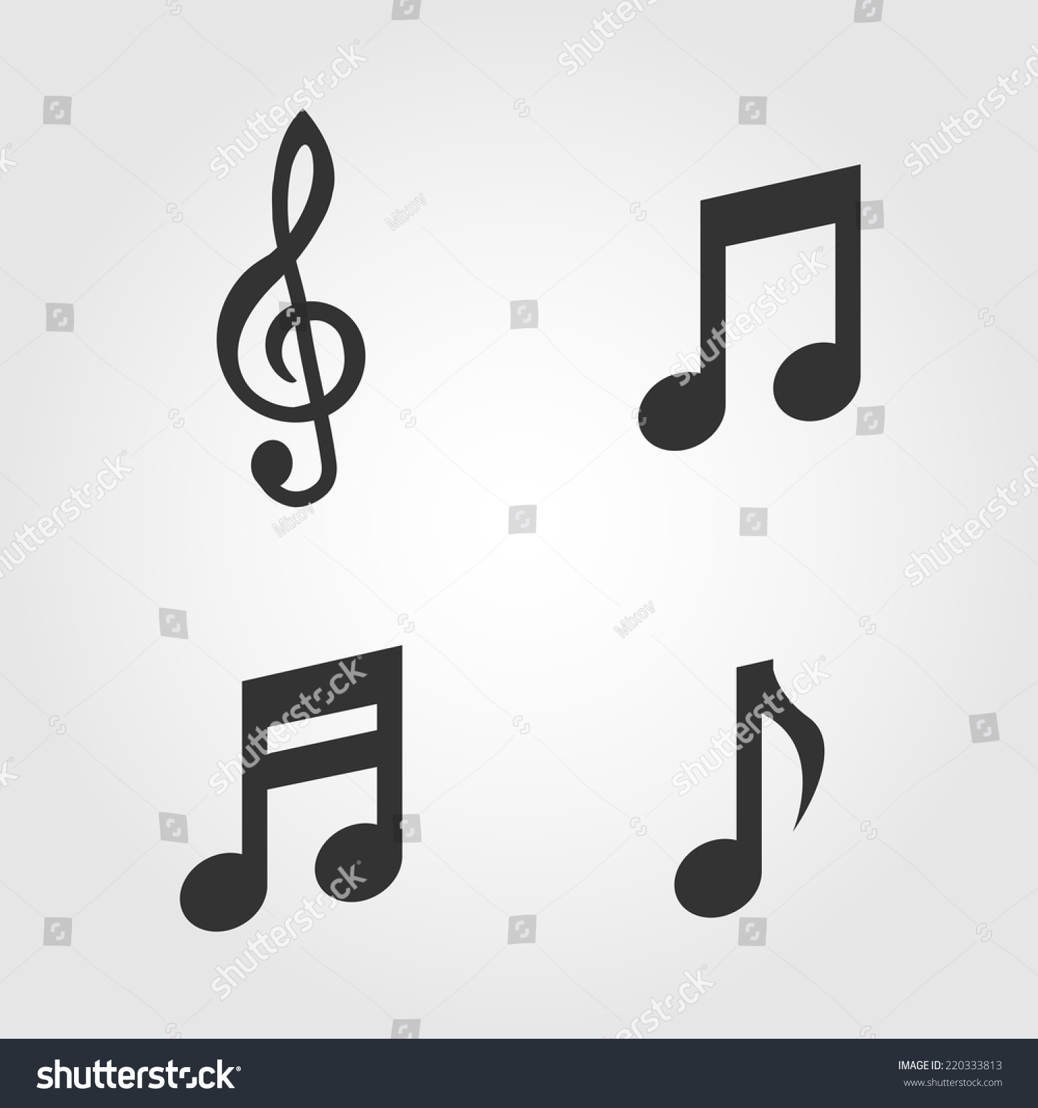 Music Notes Icons Set Flat Design Stock Vector (Royalty Free) 220333813 ...