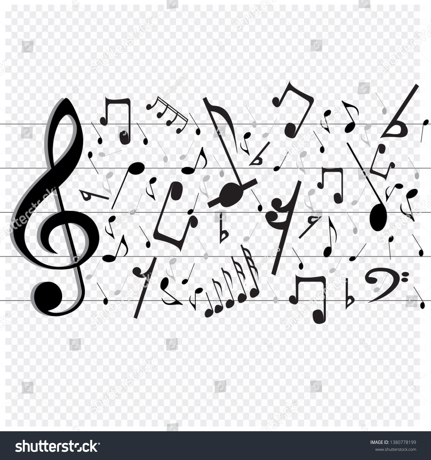 Music Notes Musical Design Element Isolated: เวกเตอร์สต็อก (ปลอดค่า ...