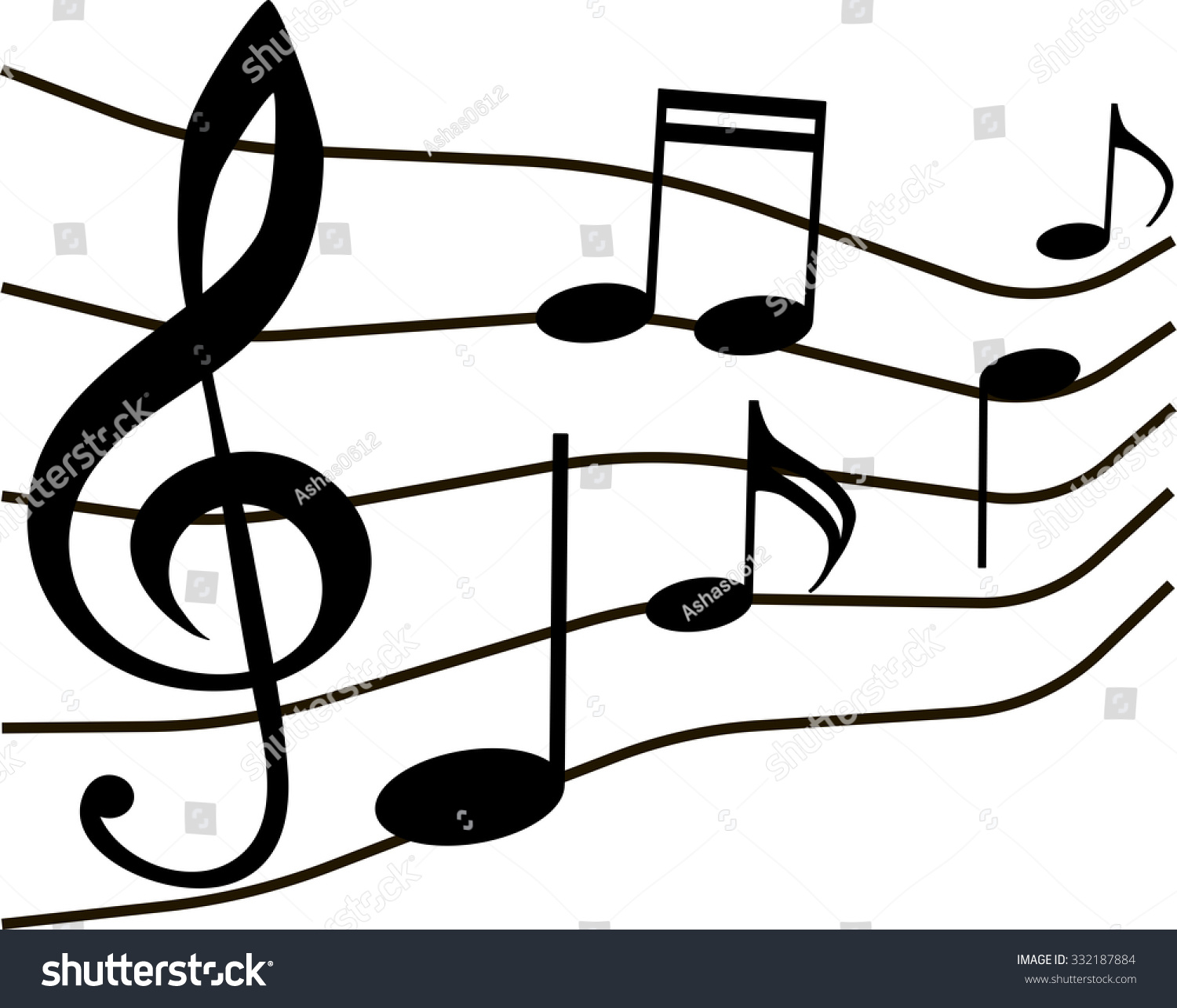 Music Notes Musical Staff Vector Stock Vector (Royalty Free) 332187884 ...