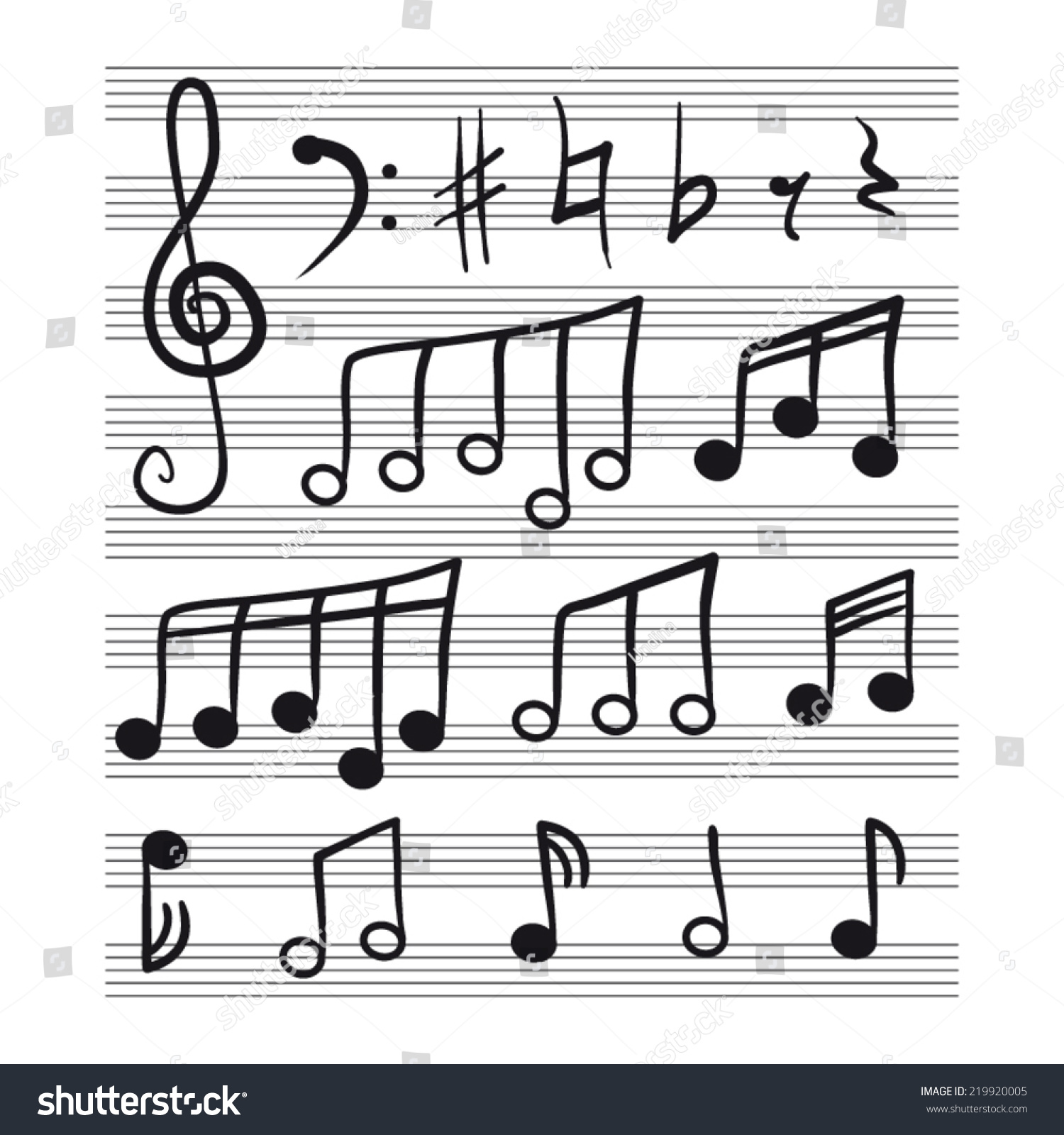 Music Notes Set Stock Vector Illustration 219920005 : Shutterstock