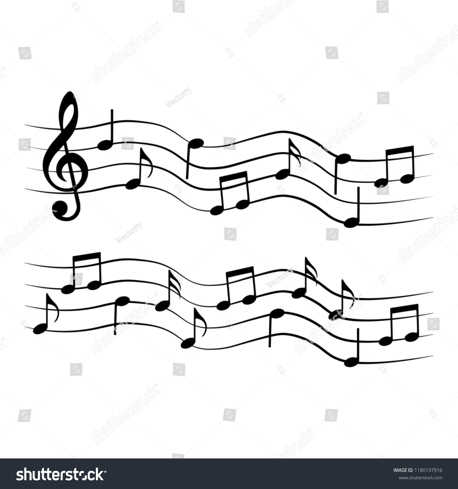 Music Notes Set Design Elements Vector 스톡 벡터(로열티 프리) 1180197916 ...