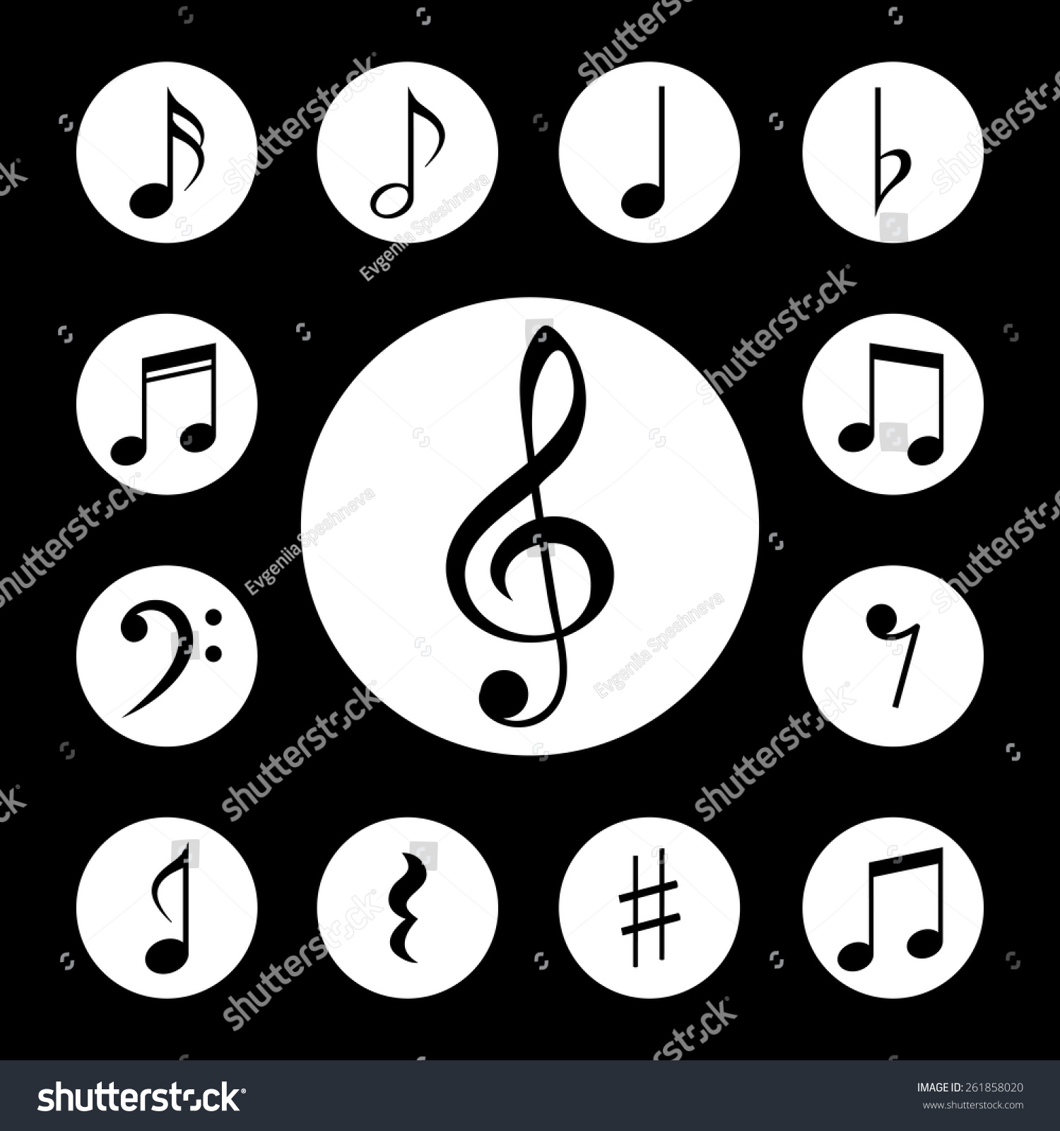 Music Notes Vector Illustration 스톡 벡터(로열티 프리) 261858020 | Shutterstock