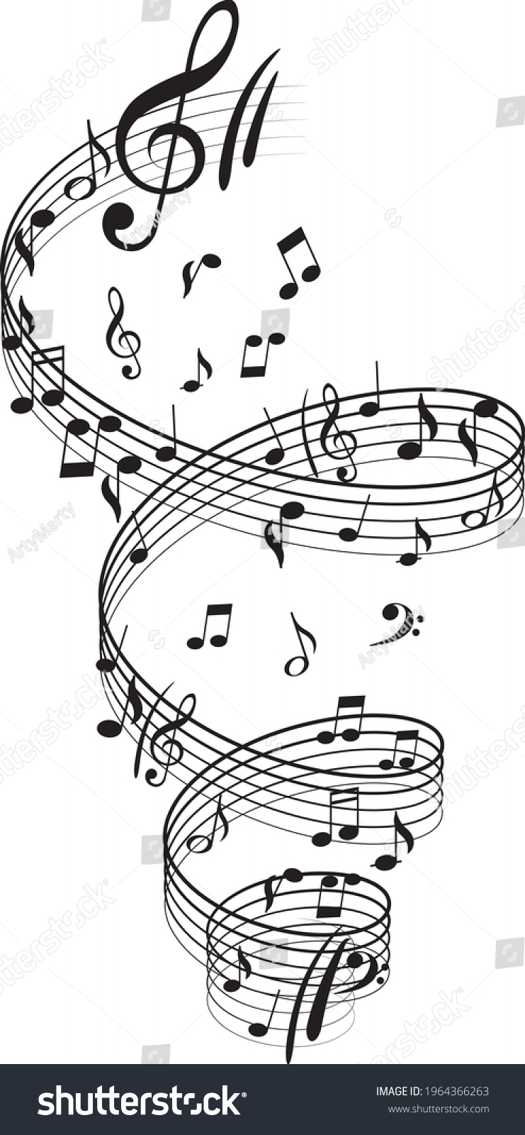 Music Notes Vector Illustration Tattoo Art: vector de stock (libre de ...